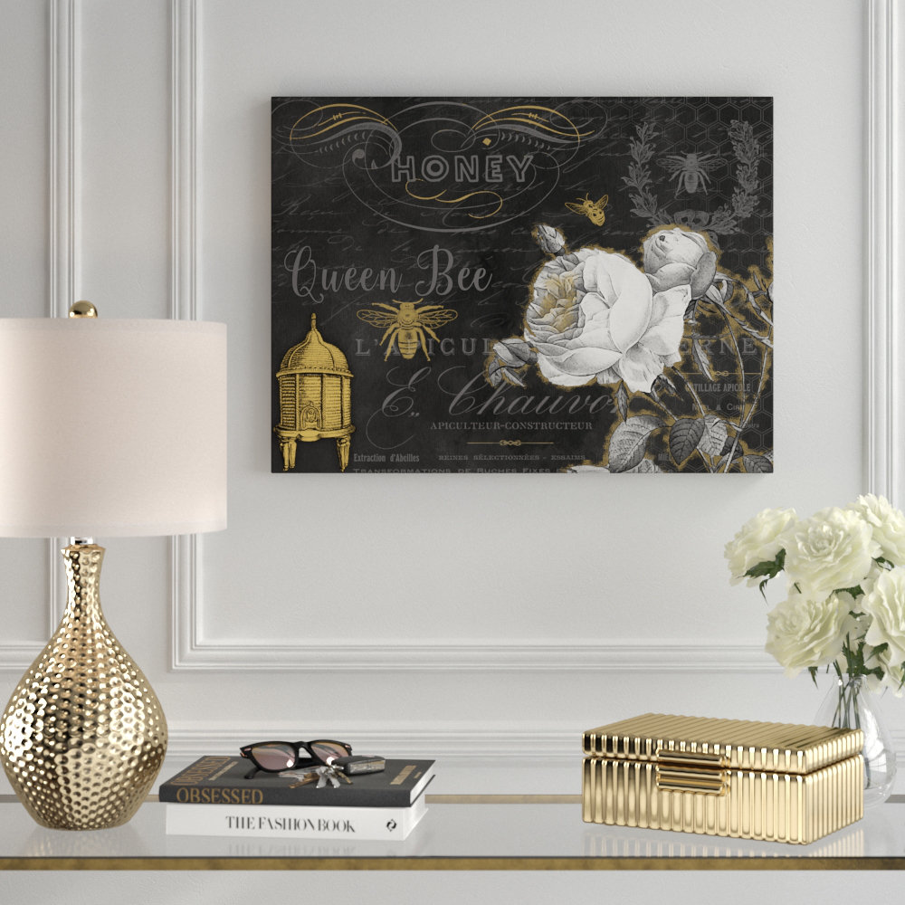 House of Hampton® 'Queen Bee 1' Graphic Art Print on Wrapped Canvas ...