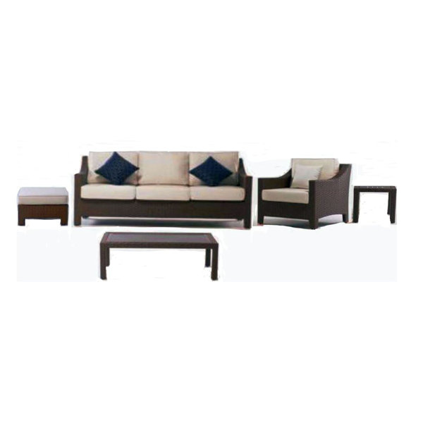 Abbyson Home Hamilton Outdoor 3 Piece Rattan Sofa Seating Group with ...