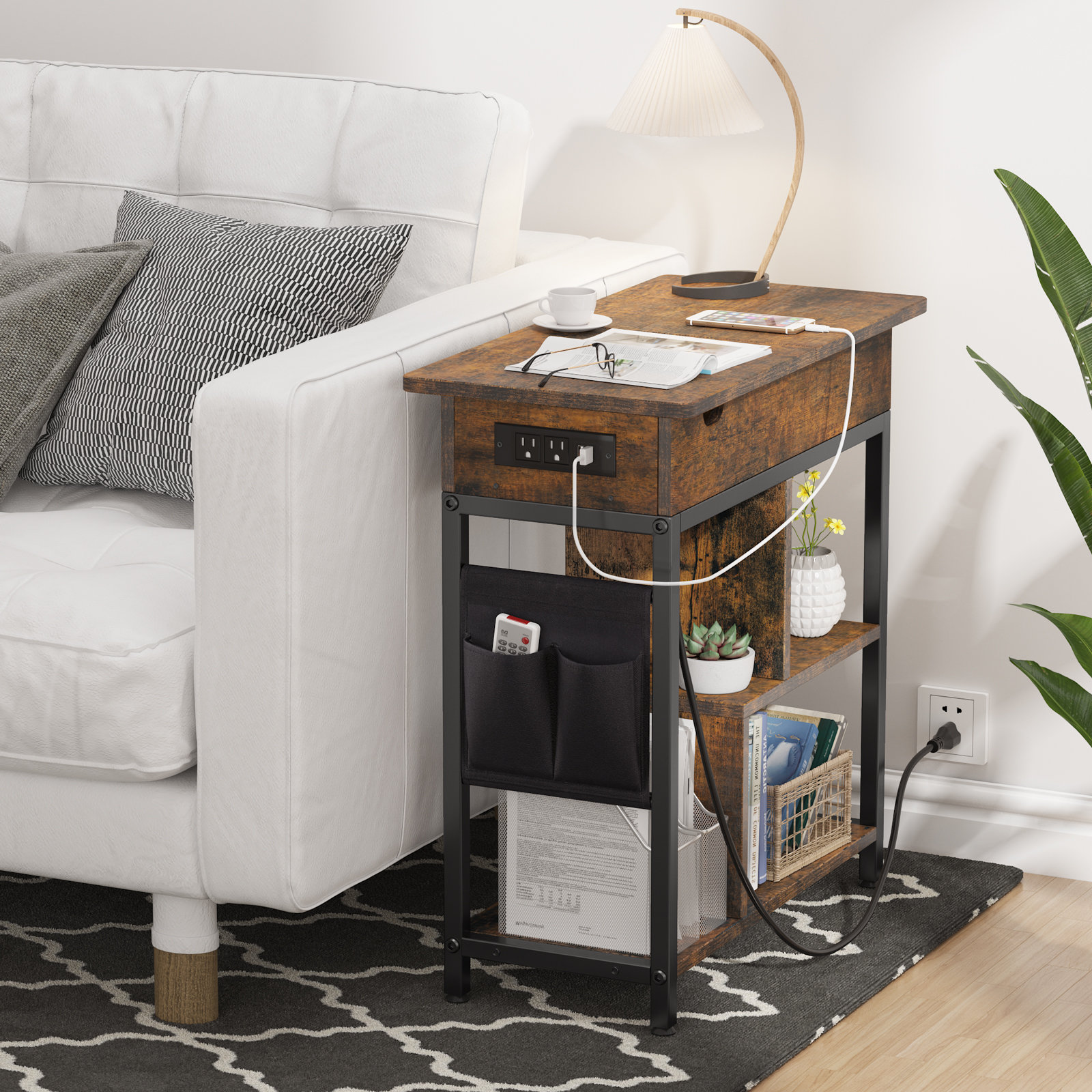 17 Stories Suchir End Table Built-In Outlets - Wayfair Canada