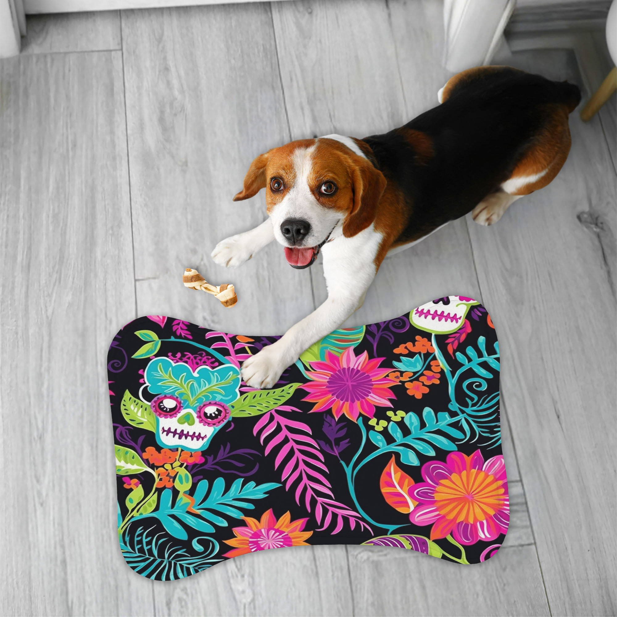 MentionedYou Festive Skulls - 1 Piece Bone Shape Feeding Mat | Wayfair