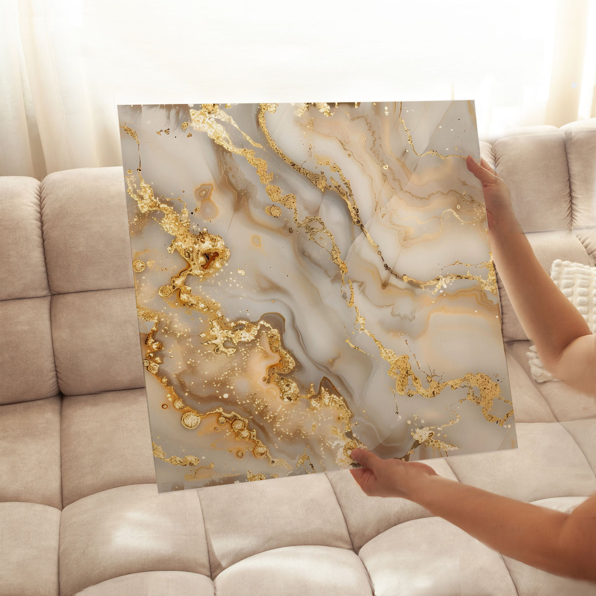 Mercer41 Abstract Golden Geode XII Modern Unframed Art Print | Wayfair