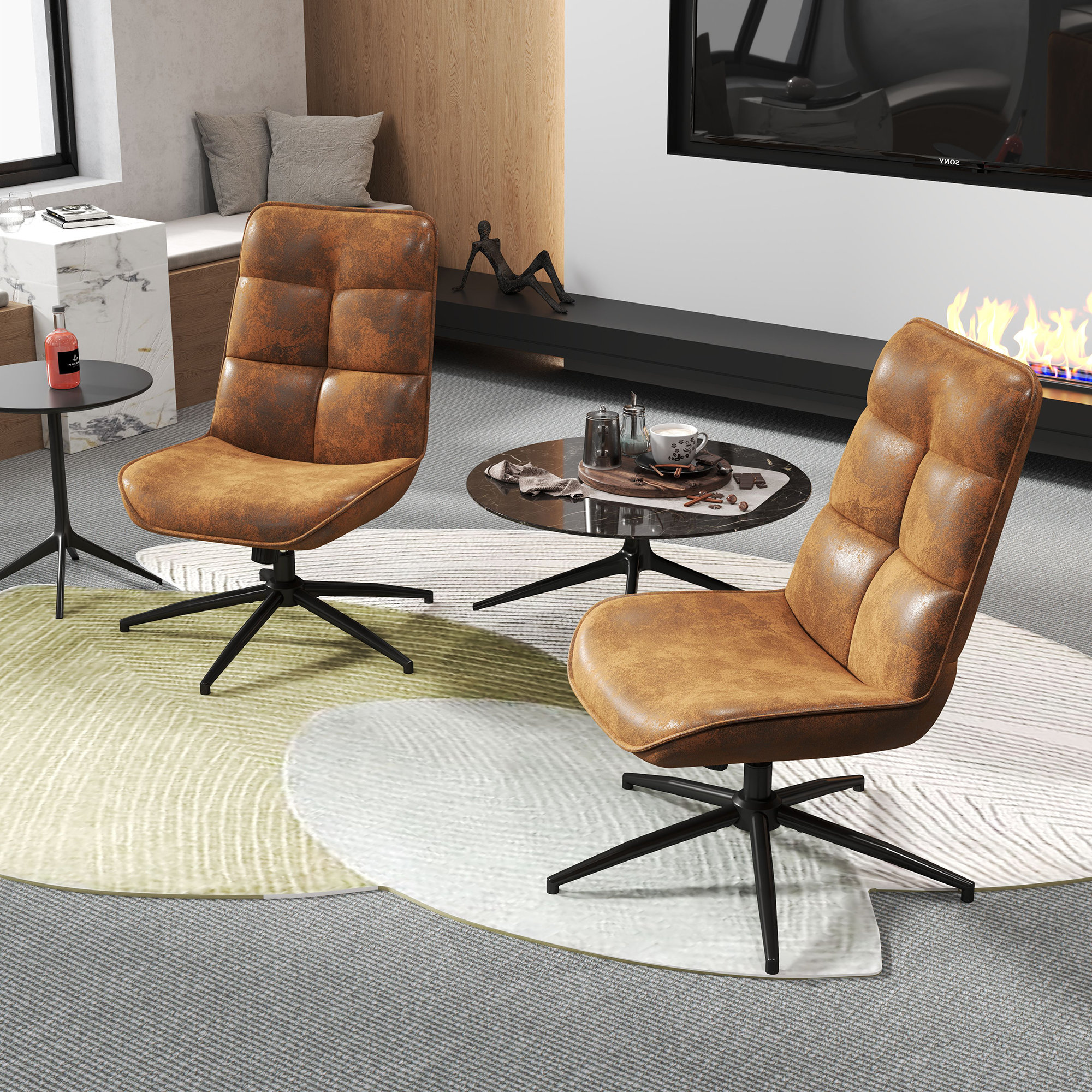 39F inc Elegant High-Back Reception Chair with Fabric Upholstery ...