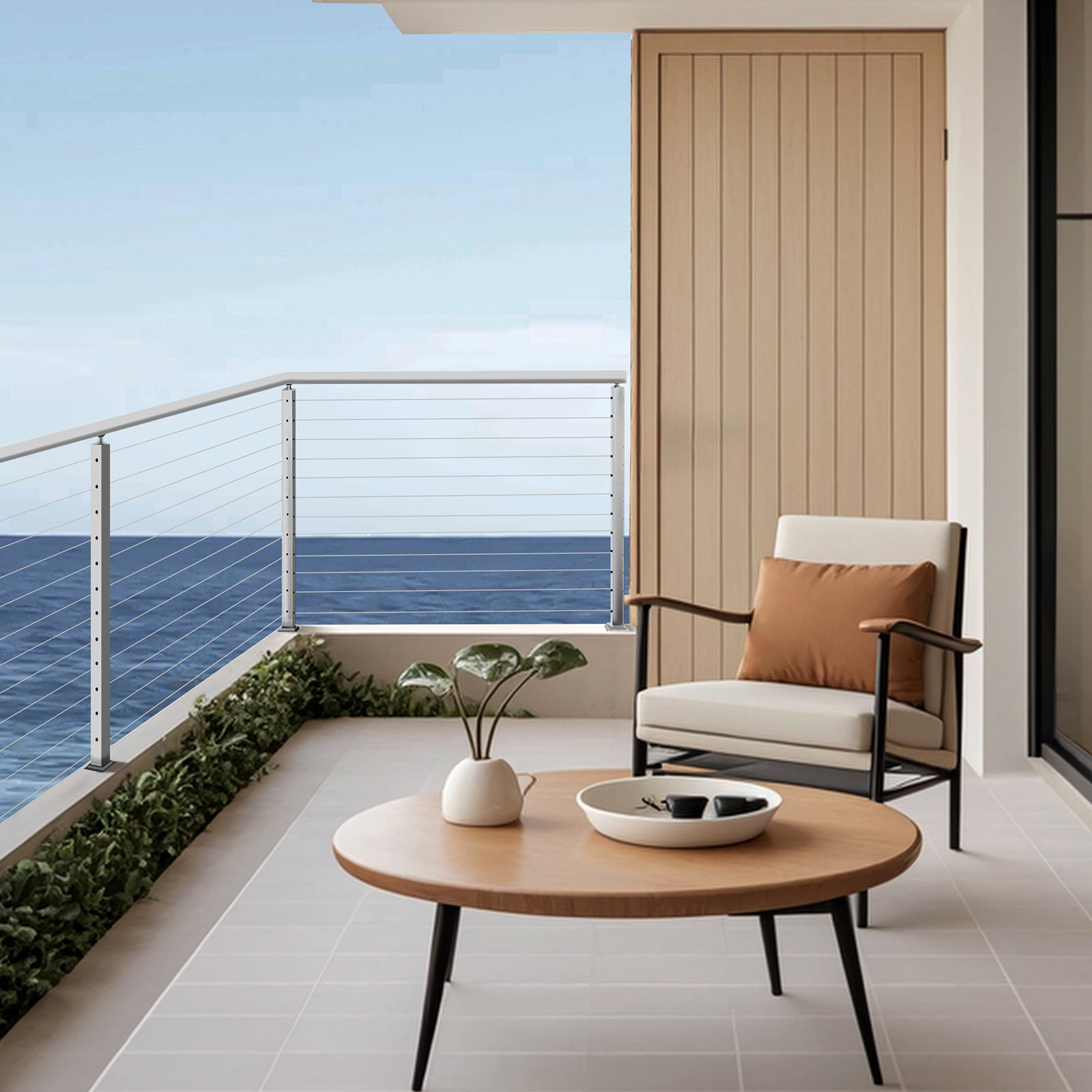 Stellweilan Tessberg Cable Railing Post, 42x2x2 Inch Level Deck Stair ...