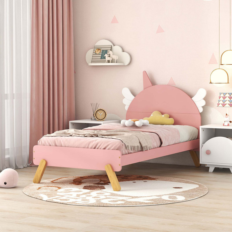 Isabelle & Max™ Adysson Wooden Cute Platform Bed With Curved Headboard ...
