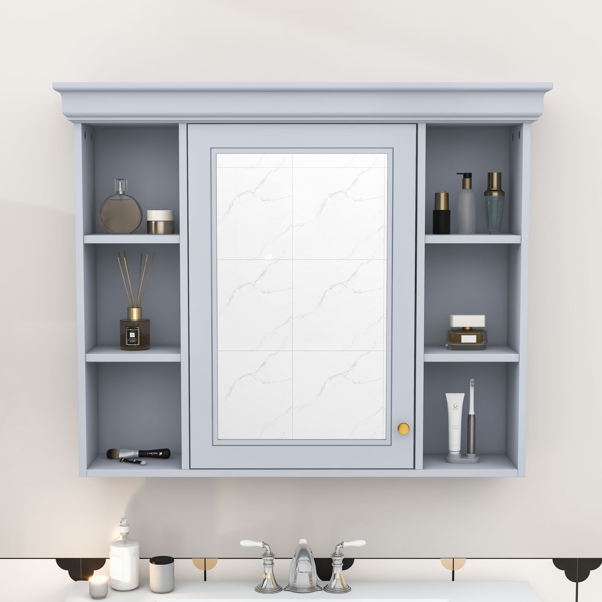 Winston Porter Vonshae Elegant Wall-Mounted Bathroom Mirror Cabinet ...