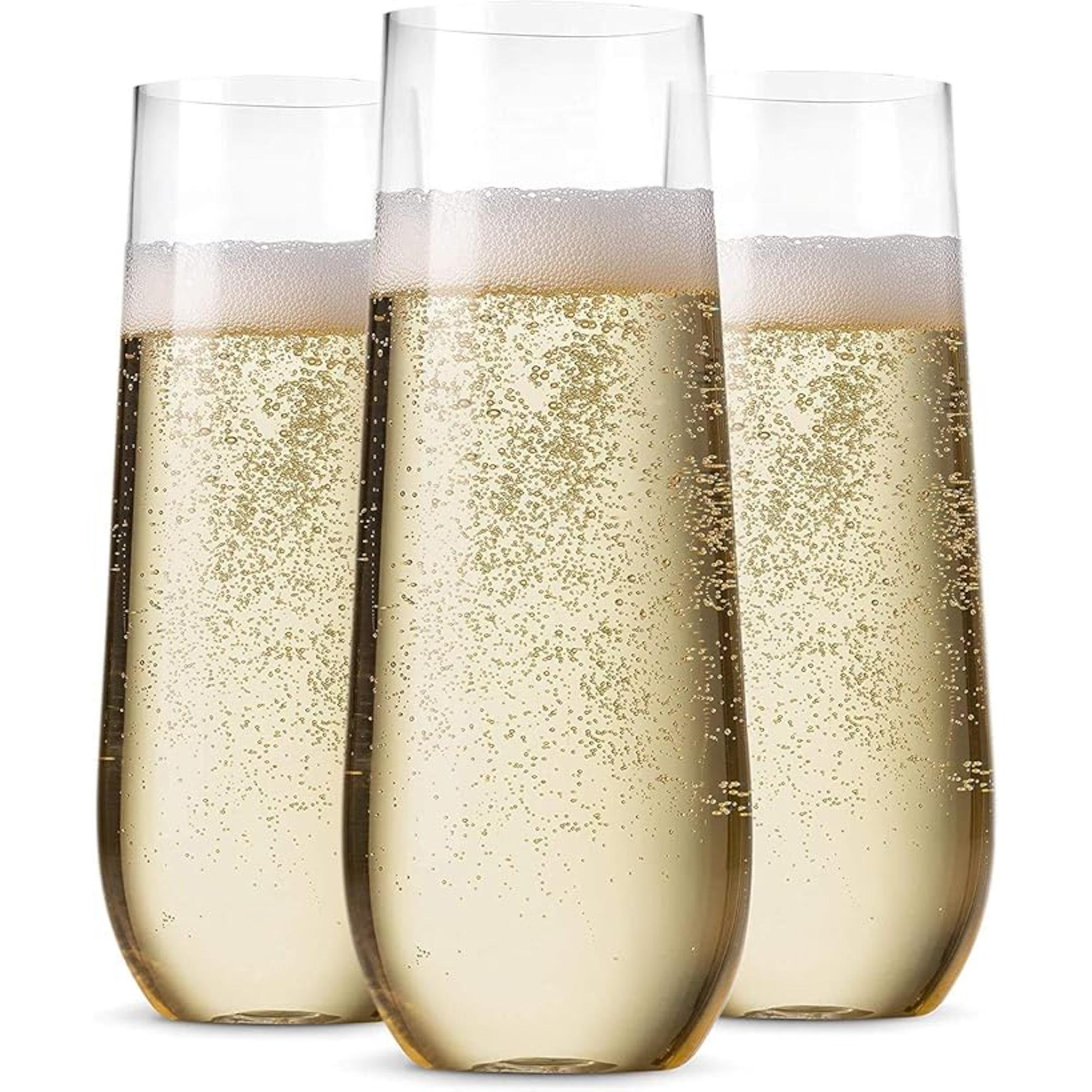 HHA 48 Pack Stemless Plastic Champagne Flutes Disposable 9 Oz Clear ...