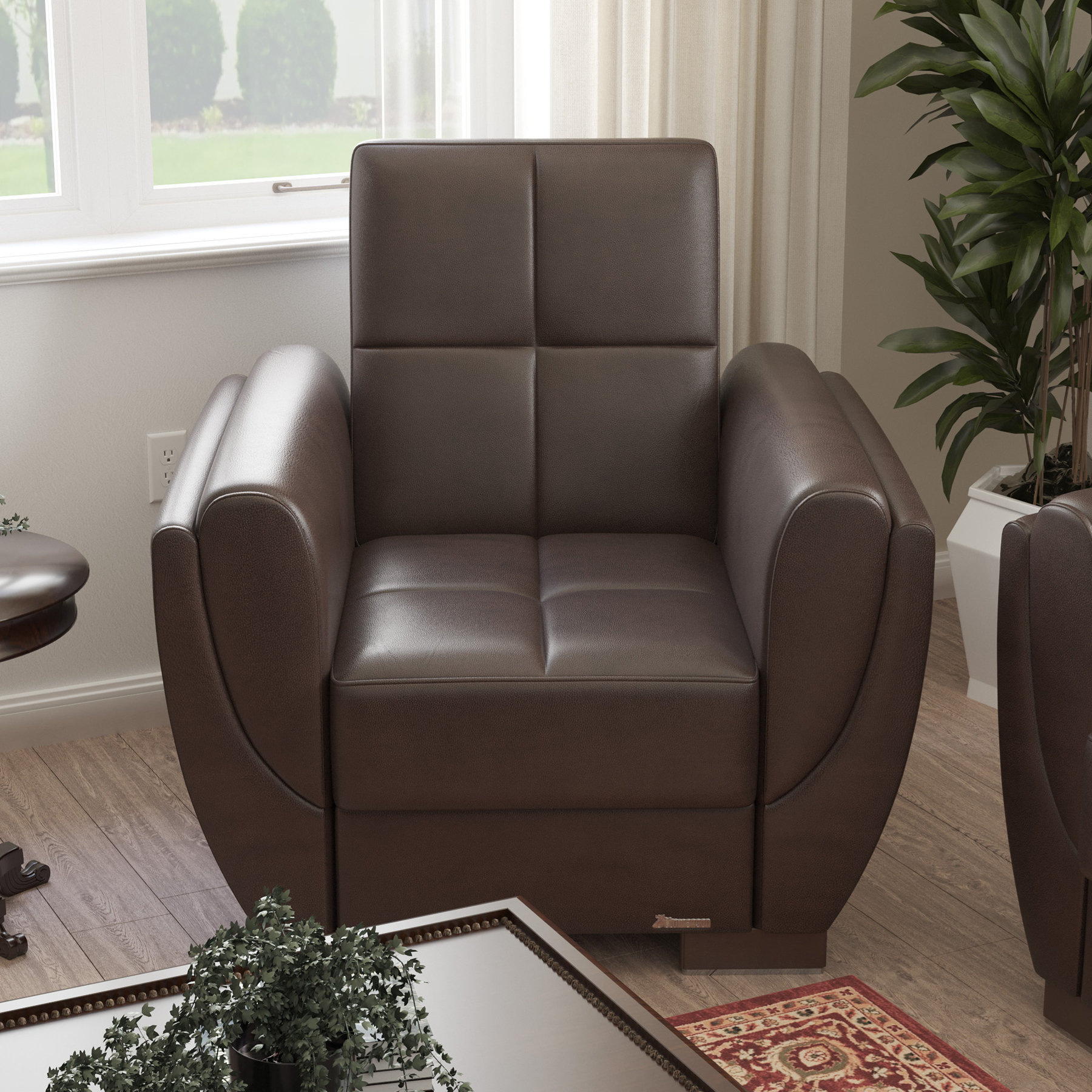 Corrigan Studio® Upholstered Convertible Armchair with Storage | Wayfair