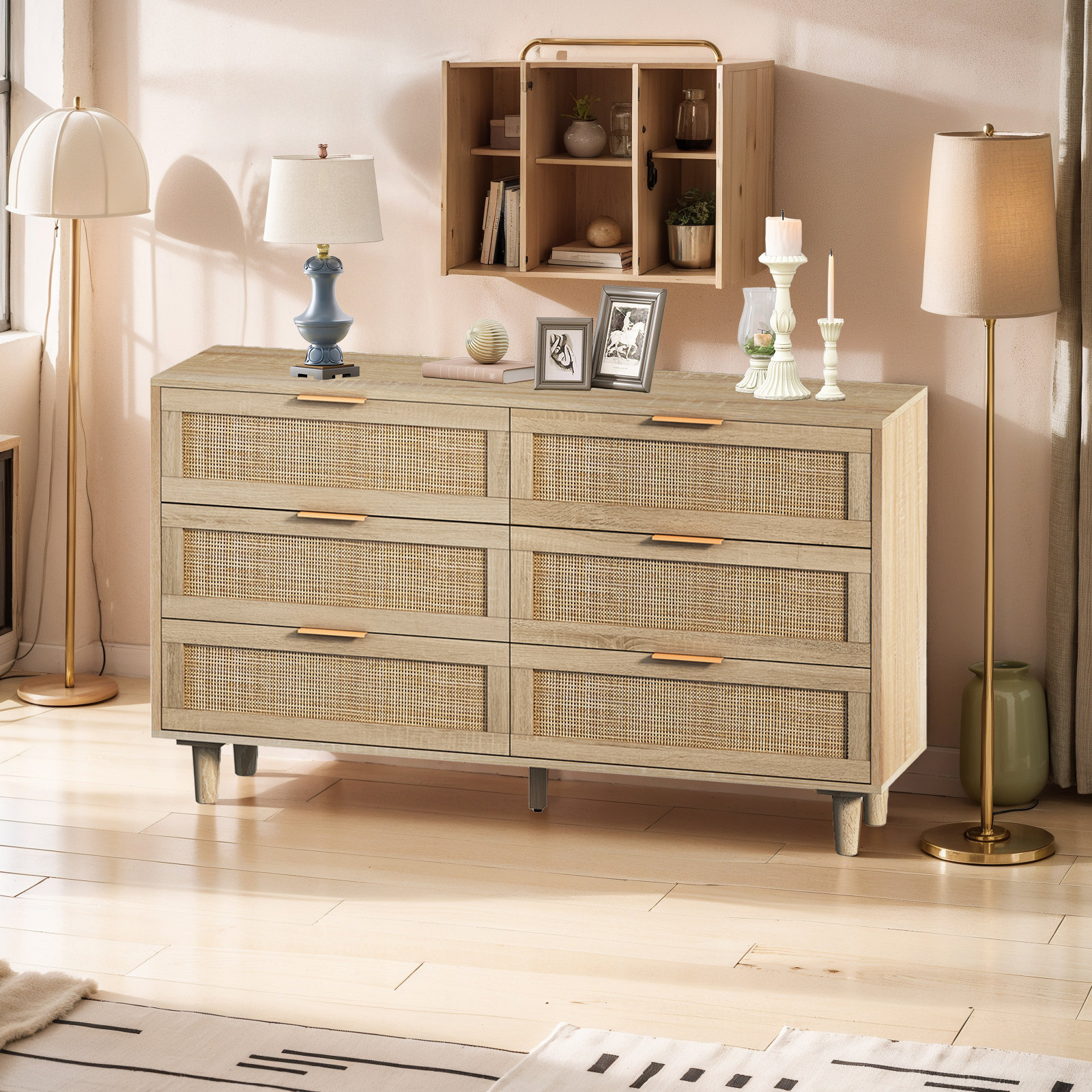 Bay Isle Home™ Abagayle 6 - Drawer Dresser Rattan Storage Cabinet ...