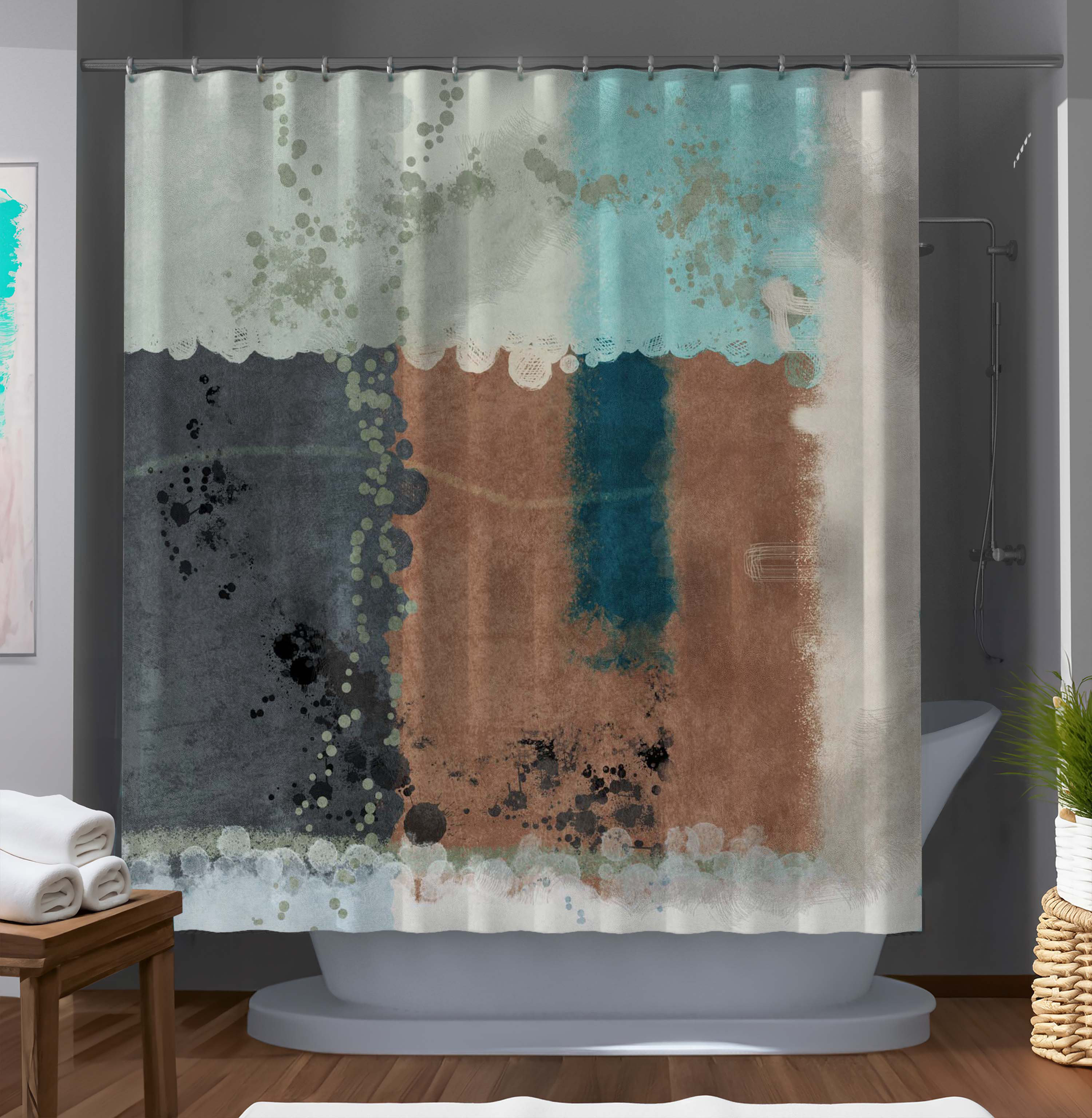 East Urban Home Dewuan Abstract Shower Curtain | Wayfair