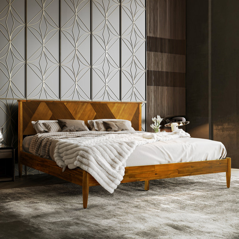 Union Rustic Kalleen Solid Wood Bed Frame with Artistic Patterned ...