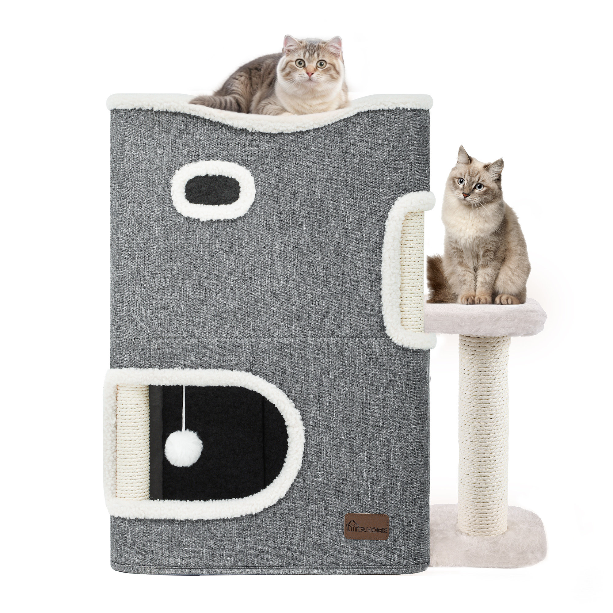 Archie & Oscar™ 2 Storey Cat House, For Indoor Cats, Small Cat Condo ...
