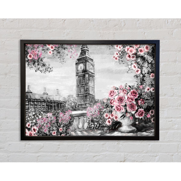 Bright Star Big Ben Pink Roses - Single Picture Frame Print on Canvas ...