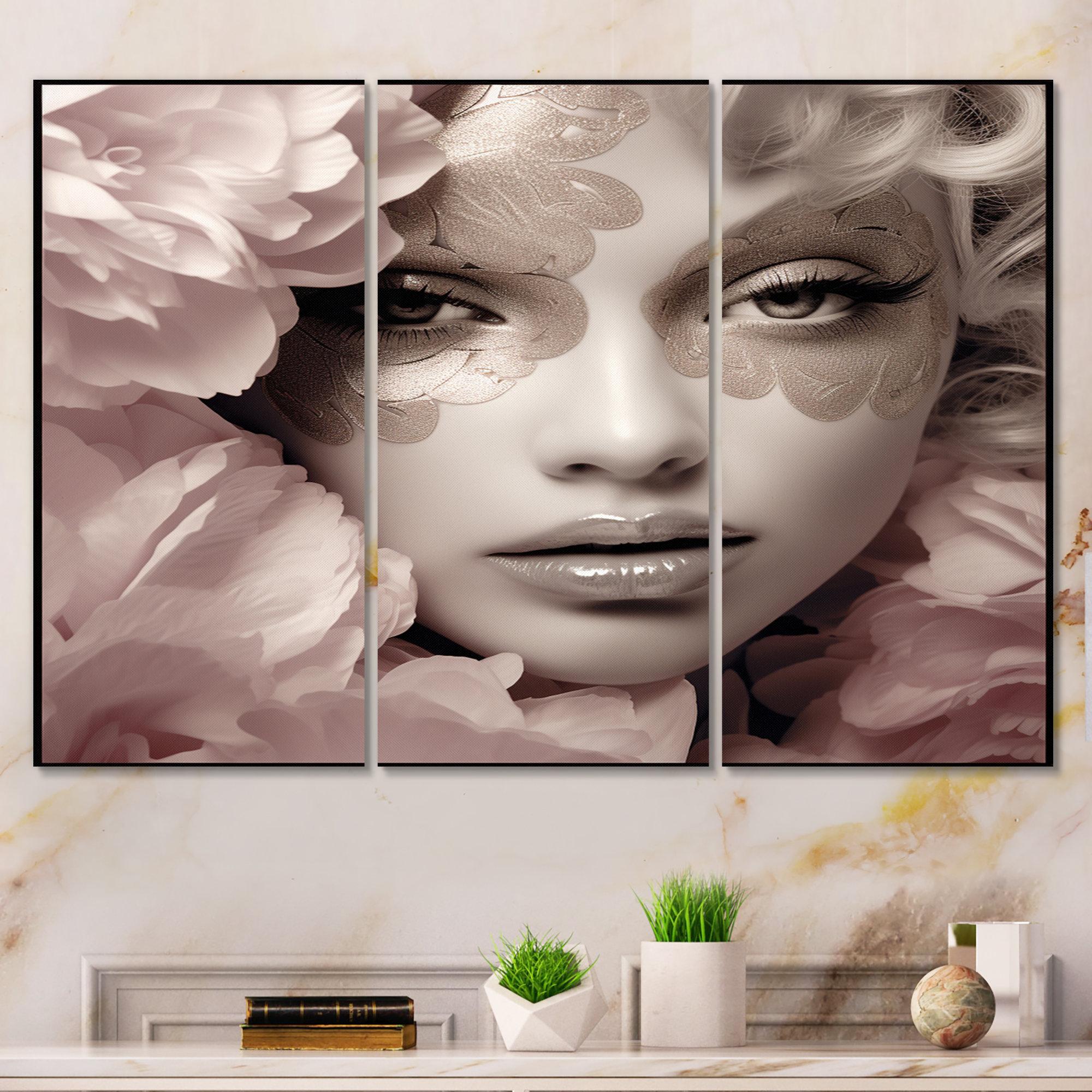 Design Art Portrait O Pink Vintage Glamour Model - Fashion Woman Wall ...