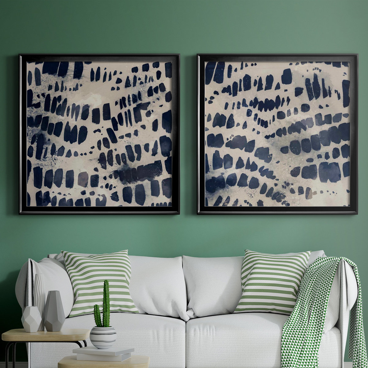 Ivy Bronx Indigo Markings I - 2 Piece Picture Frame Painting Print Set ...