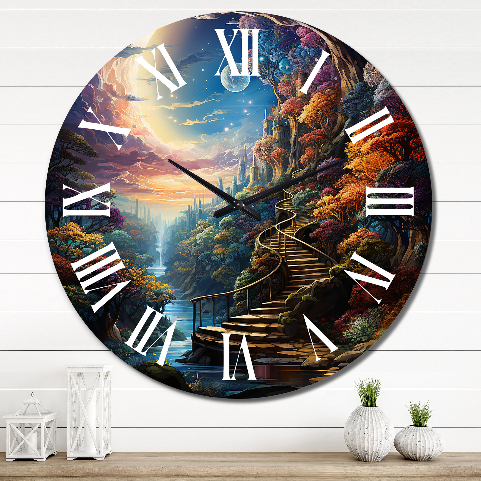 Design Art Full Moon Magic Mythical Dreamscapes II Metal Wall Clock ...