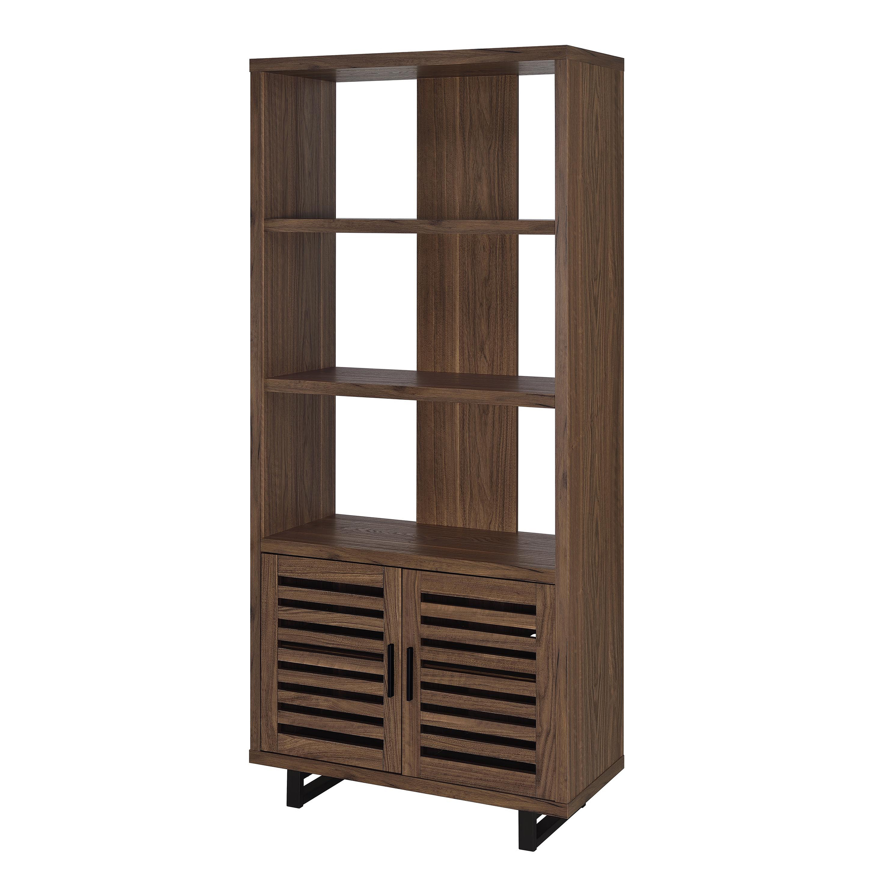 Loon Peak® Pernowne Walnut 71-inch 3-shelf Cabinet Bookcase | Wayfair
