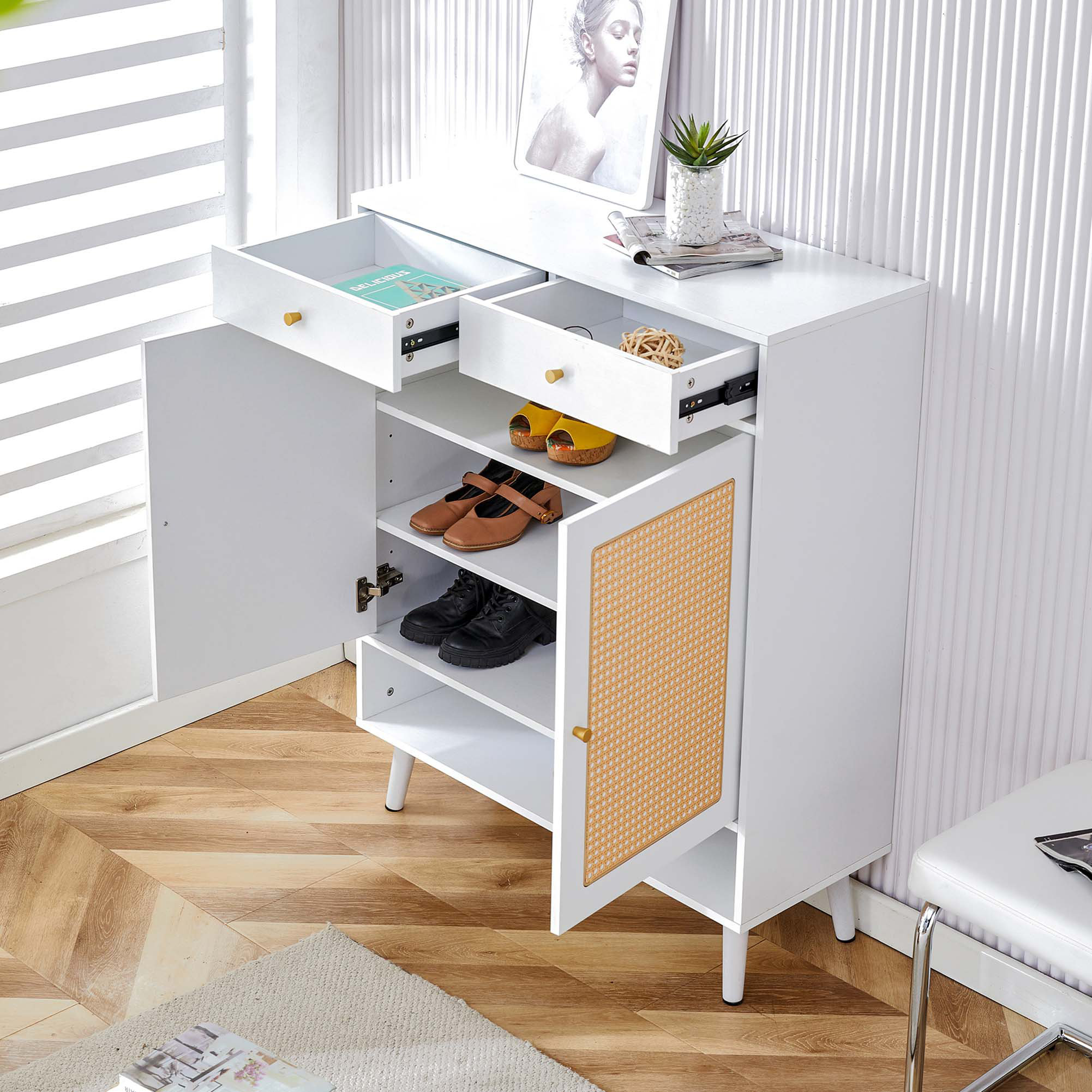 Orren Ellis Multi-Functional Modern Minimalist MDF Shoe Cabinet | Wayfair