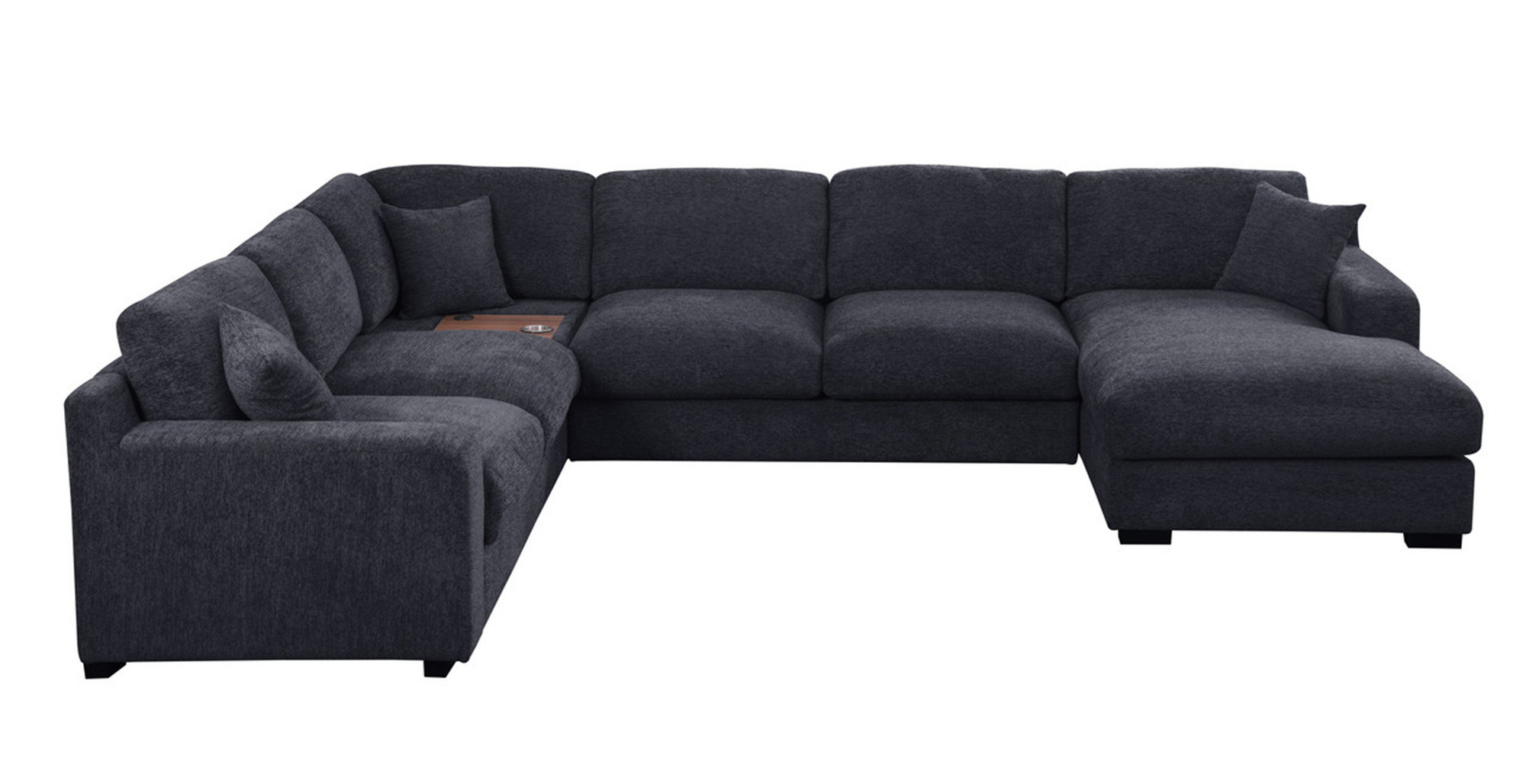 Latitude Run® Chiara 128"W Gray Chenille Fabric Corner Sectional Sofa ...