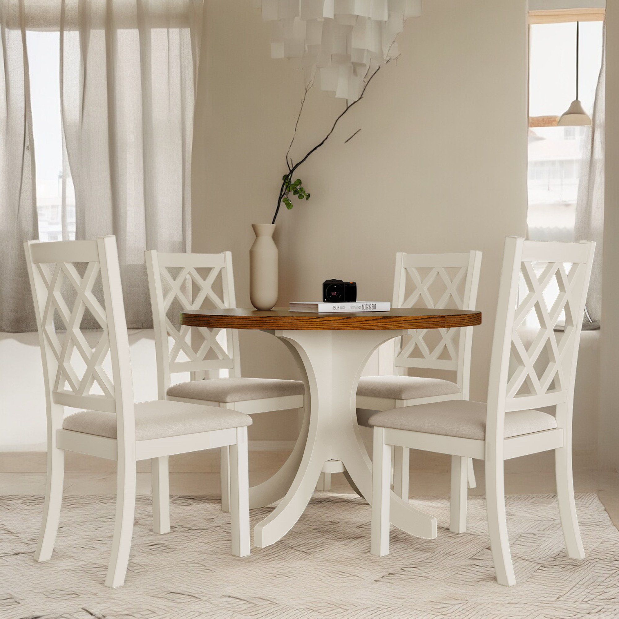 August Grove® 4 - Person Dining Set,Round Table Top,dining table set ...