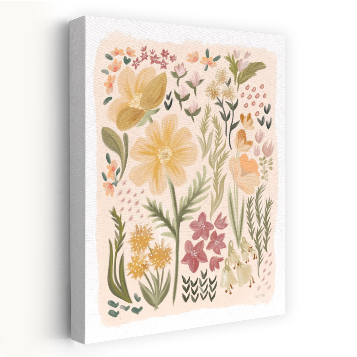 Dakota Fields Flower Garden Abstract Playful Whimsical Nature Art | Wayfair