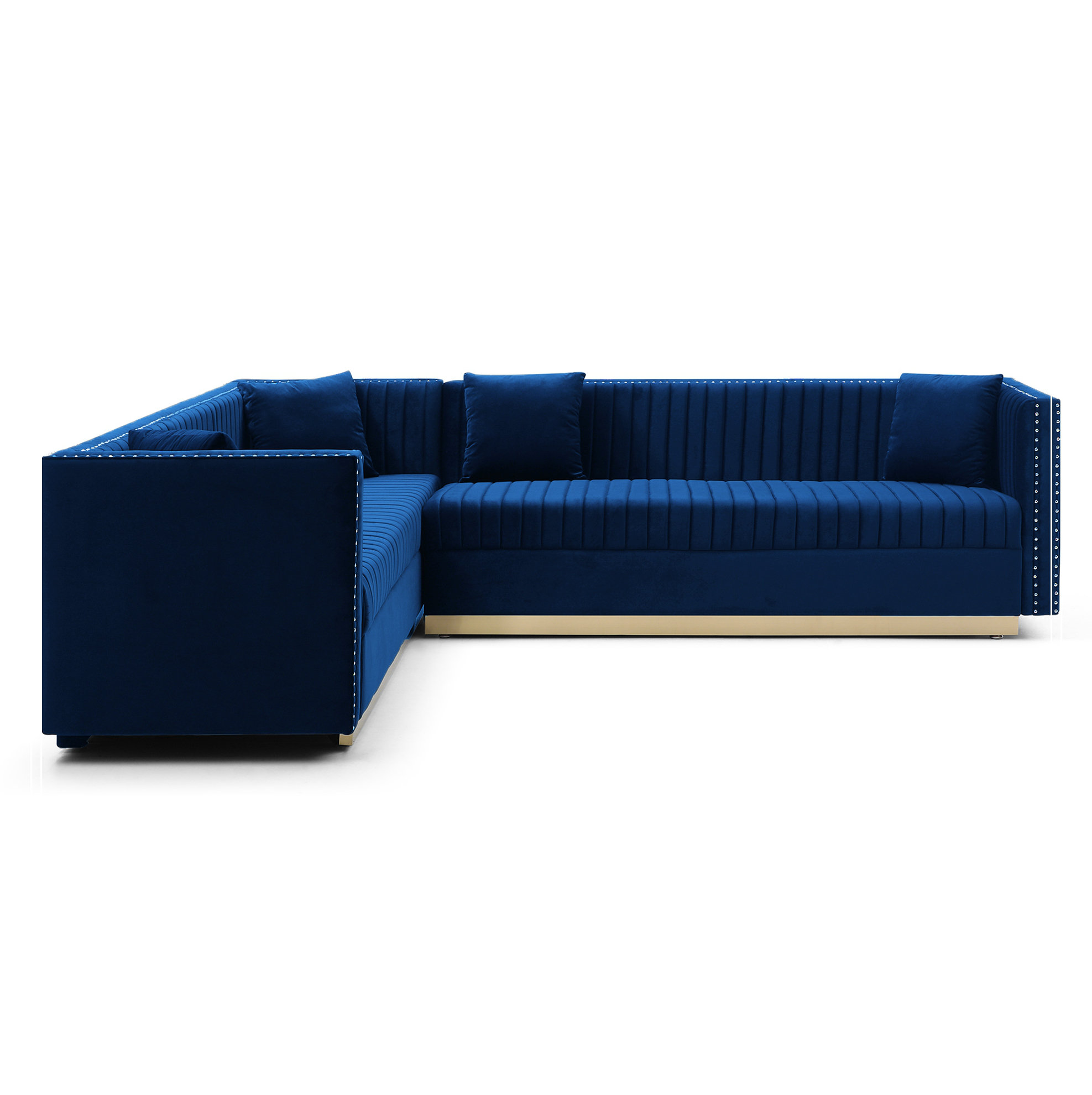 Rosdorf Park Contemporary Vertical Channel Tufted Velvet Sectional Sofa ...