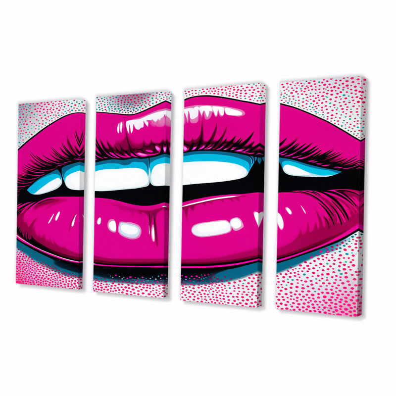 Mercer41 Popart Sensual Pink Lips II On Canvas 4 Pieces Print | Wayfair