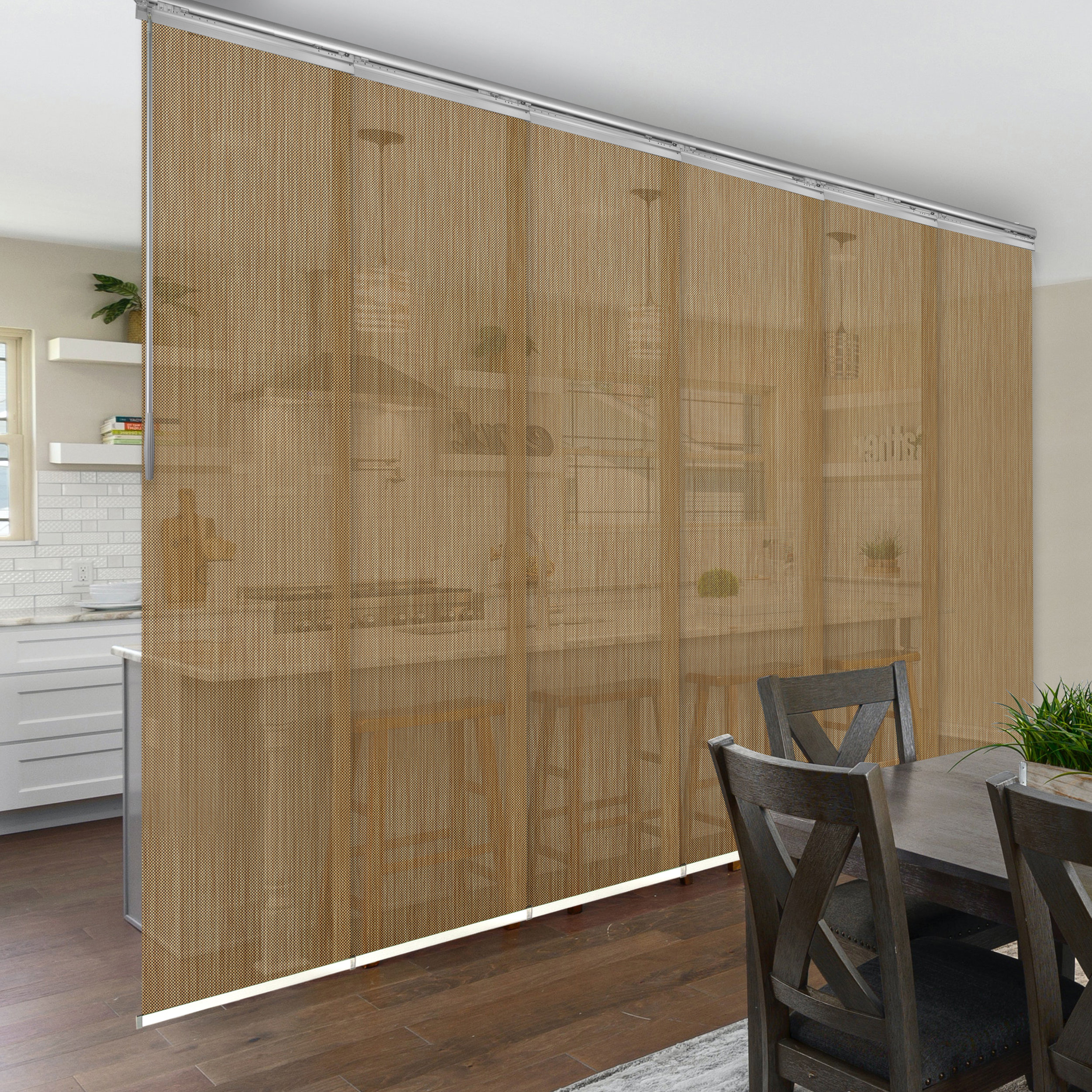 Rod Desyne Dappled Gold 6-Panel Single Rail Panel Track Extendable 70 ...