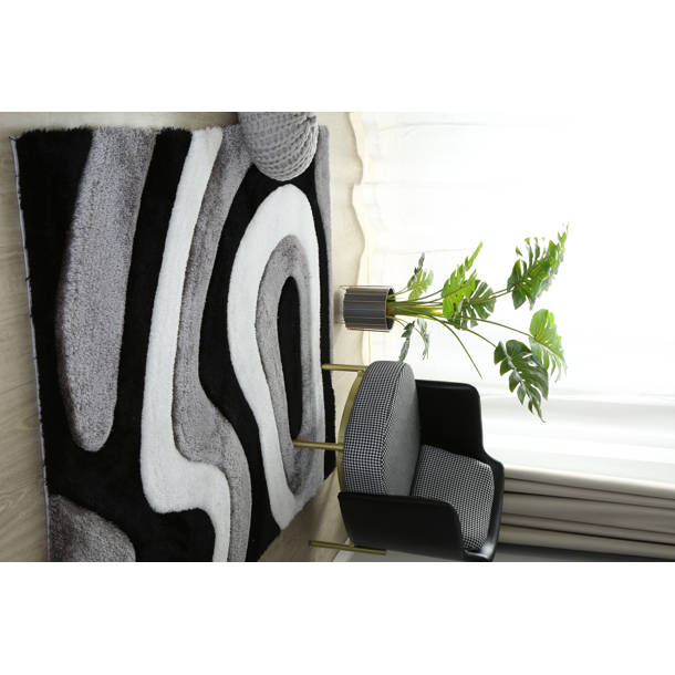 Orren Ellis Thionville Shag Blue/Grey/White Shag Area Rug & Reviews ...