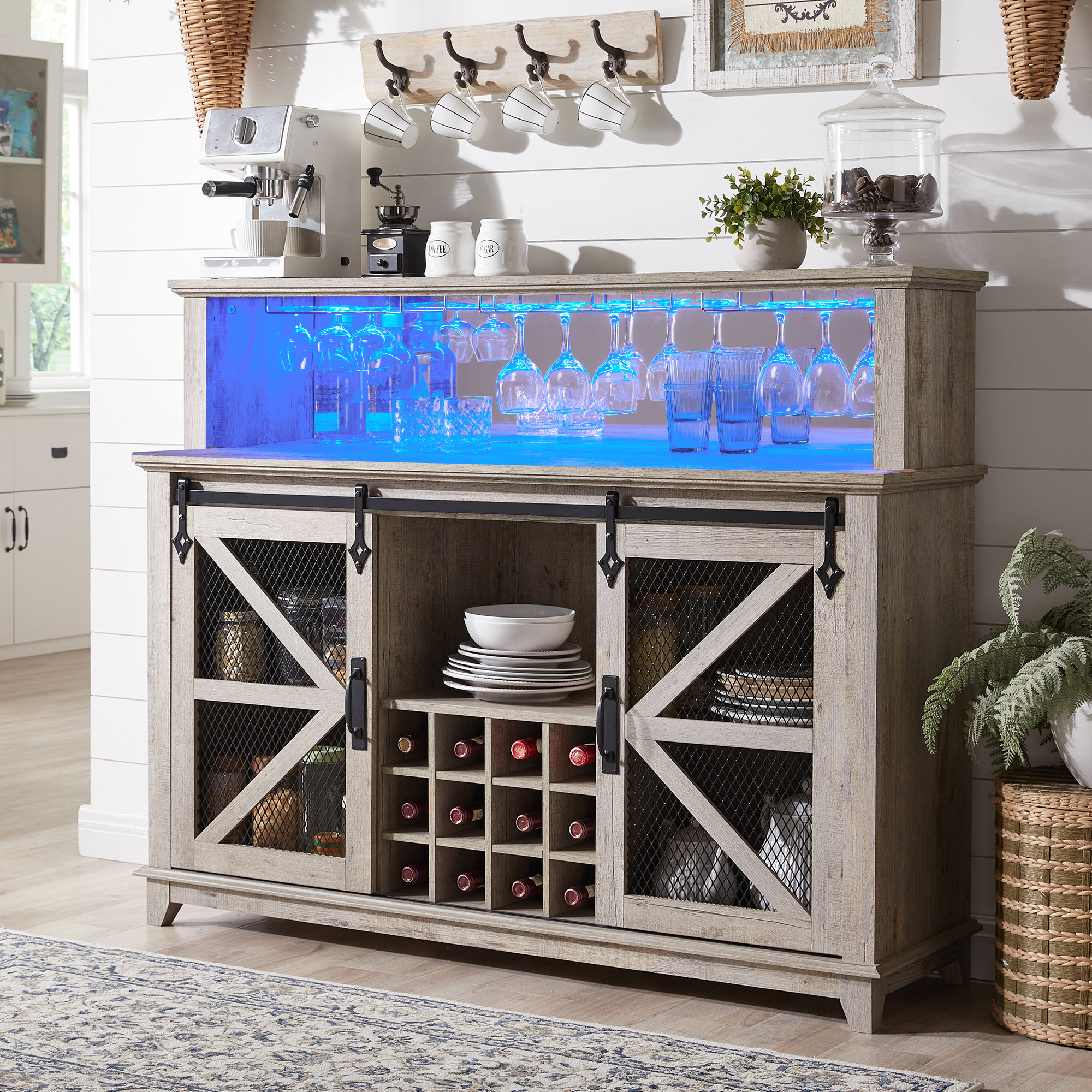Laurel Foundry Modern Farmhouse® Gruber Farmhouse 55"W Wine Coffee Bar ...