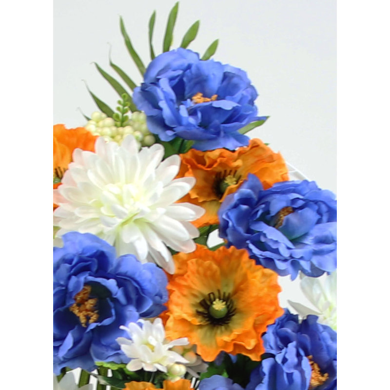 Primrue Memorial Cemetery Poppy & Mum Arrangement in Hoop Basket | Wayfair