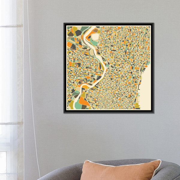 Bless international Abstract City Map Of Philadelphia On Canvas by ...