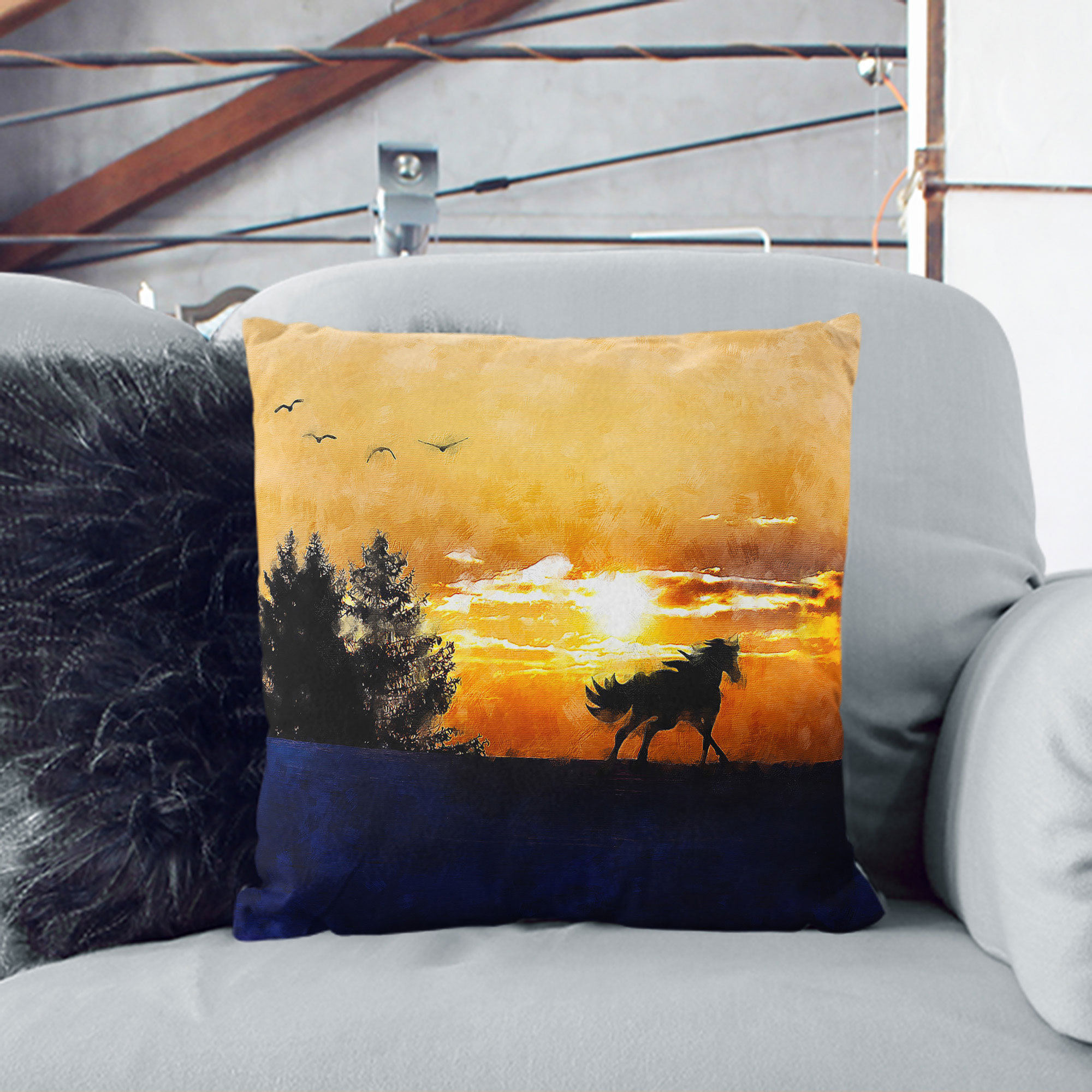 East Urban Home Wild Horse at Sunset Vol.2 Scatter Cushion | Wayfair.co.uk