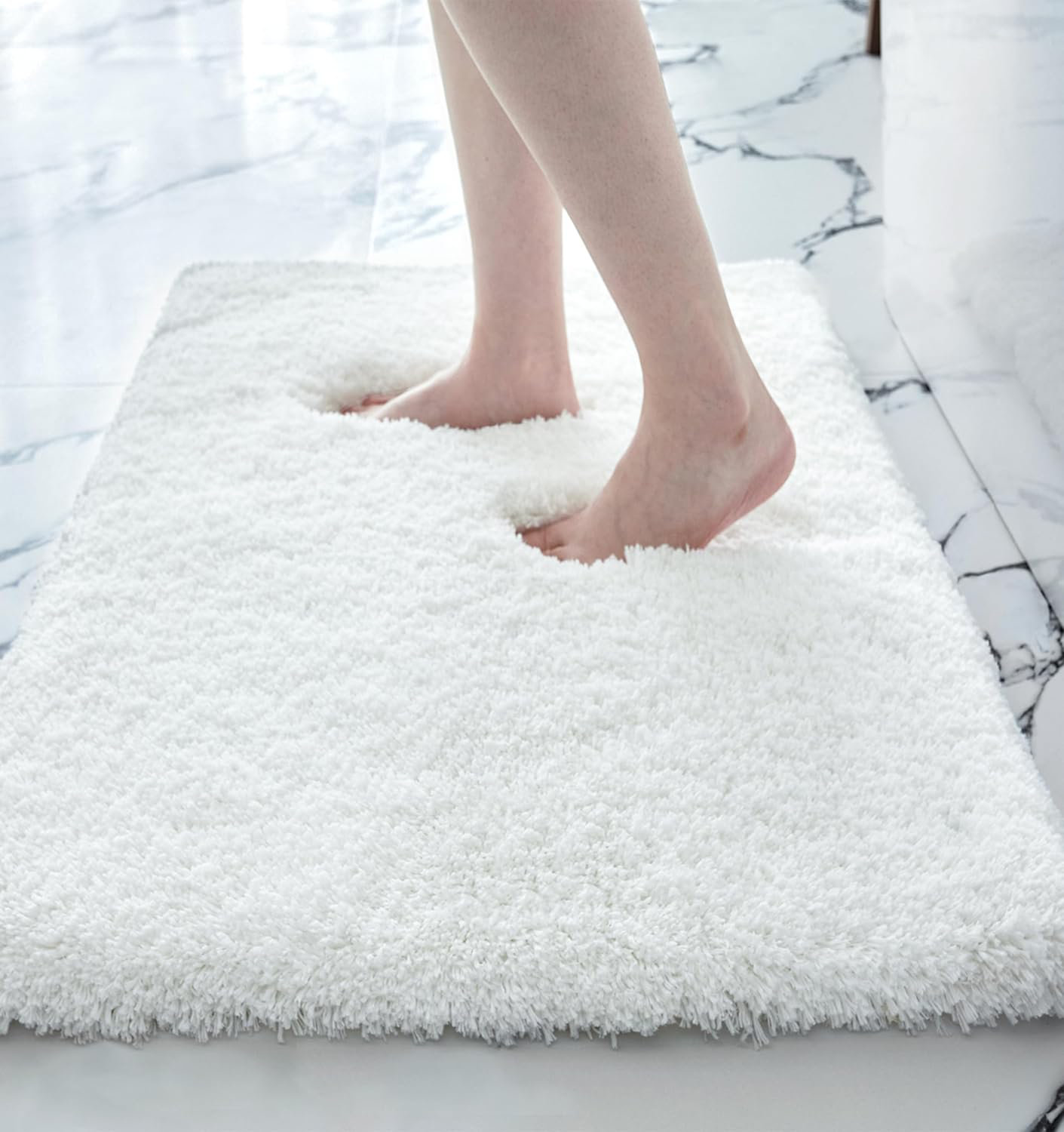 Latitude Run® Small Bathroom Rug,17X24,Non Slip,White Fluffy Bath Mat ...