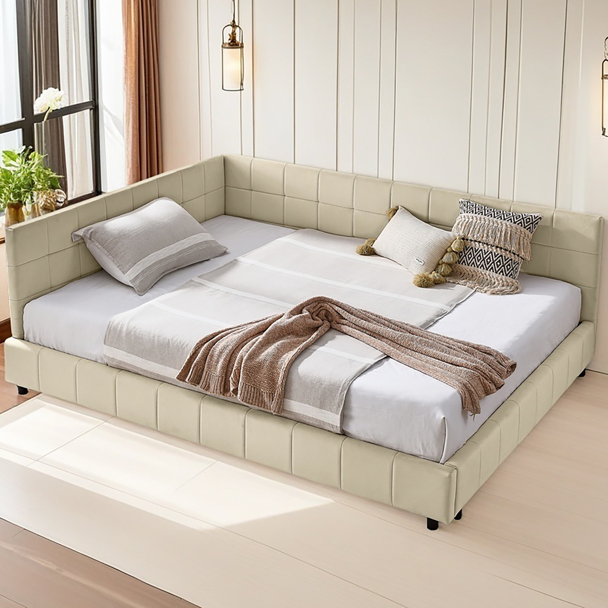 Mercer41 Full Size Upholstered Tufted Bed Frame, Sofa Bed Frame With ...
