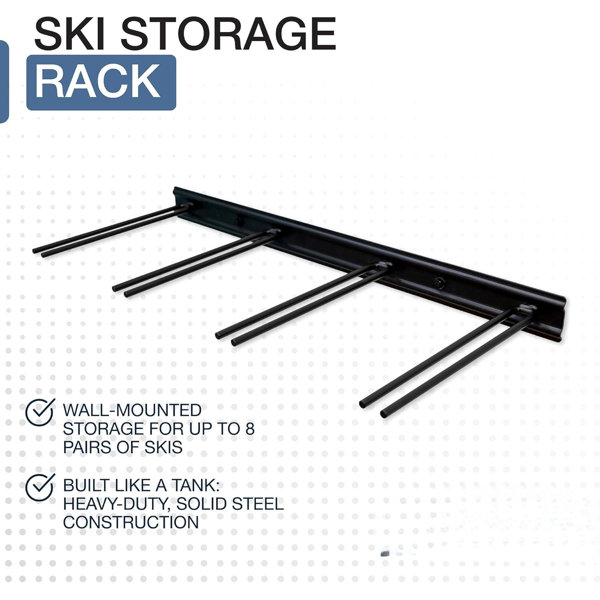 17 Stories Heavy-Duty Steel Ski Wall Mount Holds Up To 8 Pairs Of Skis ...