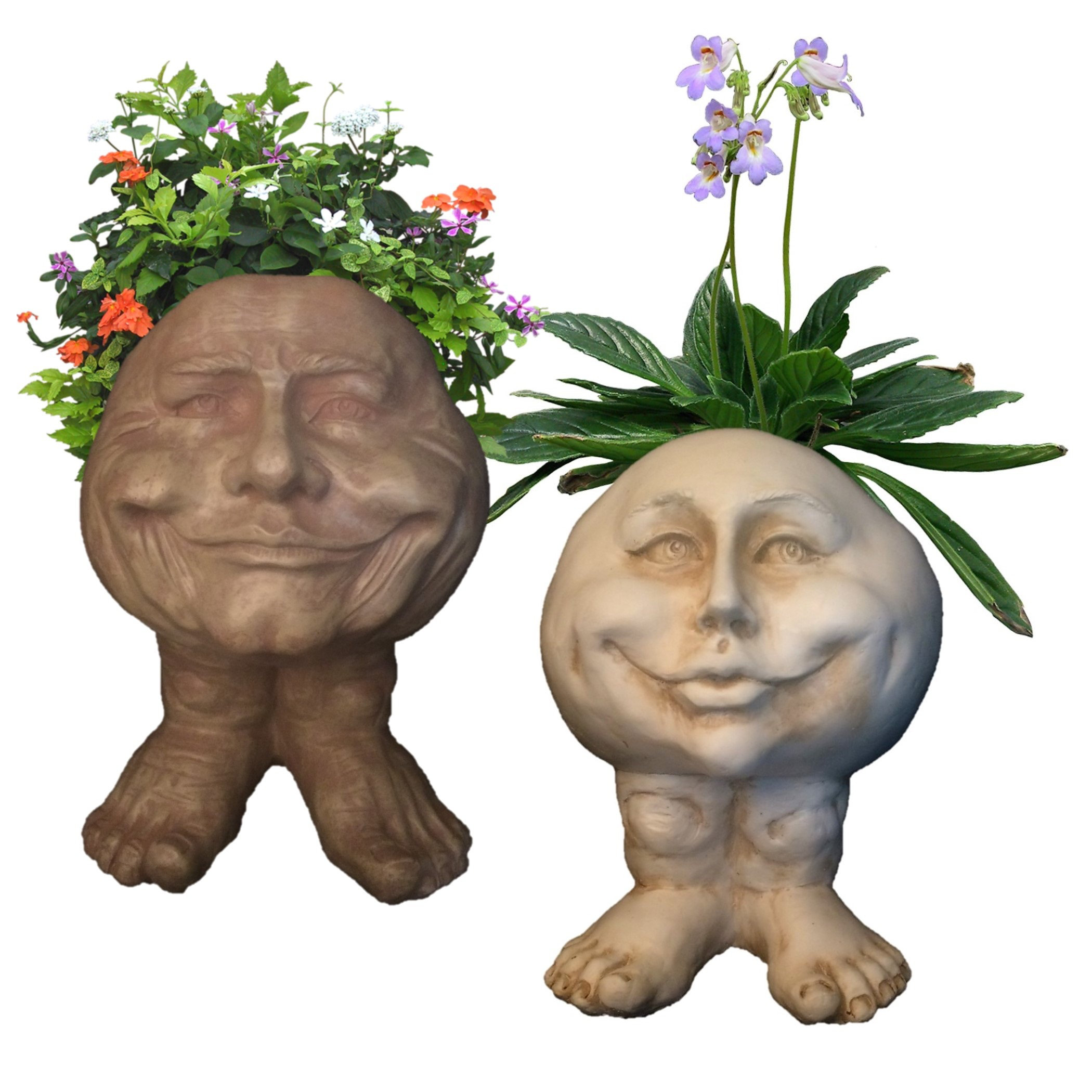 HomeStyles Muggly's 2 Piece Papa John and Mama Petunia Face Statue Set ...