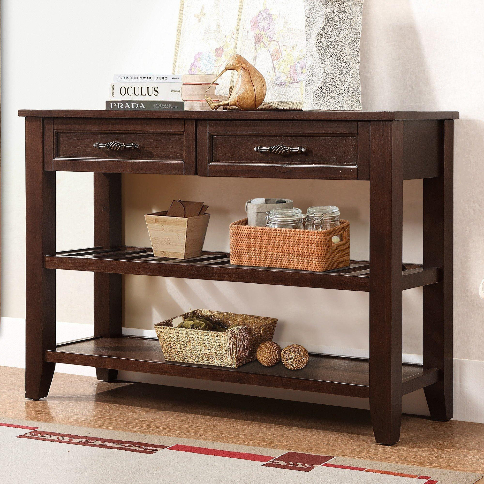 Lark Manor™ Console Sofa Table with 2 Storage Drawers and 2 Tiers ...