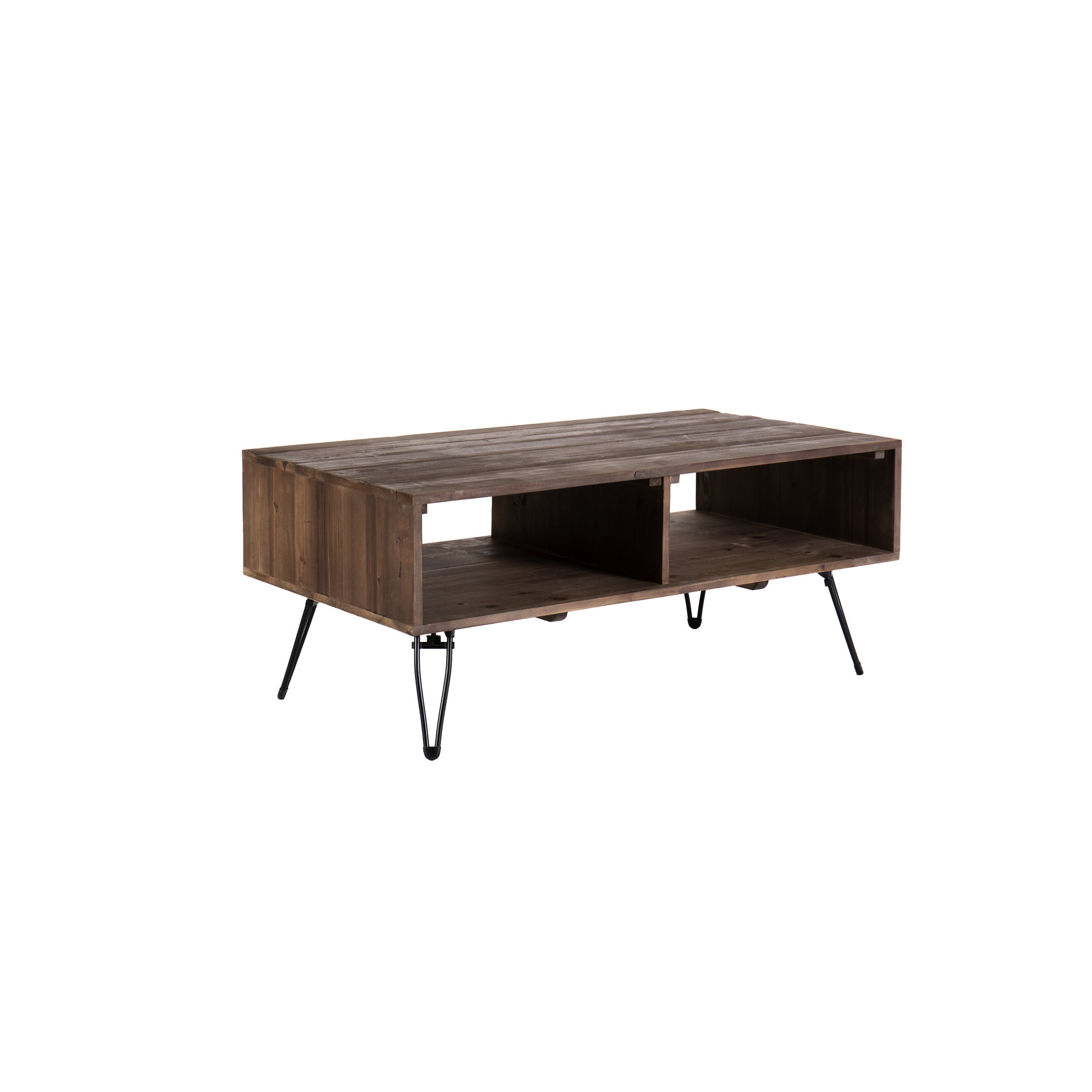 17 Stories Reclaimed Wood Cocktail Table With Open Storage For Living ...