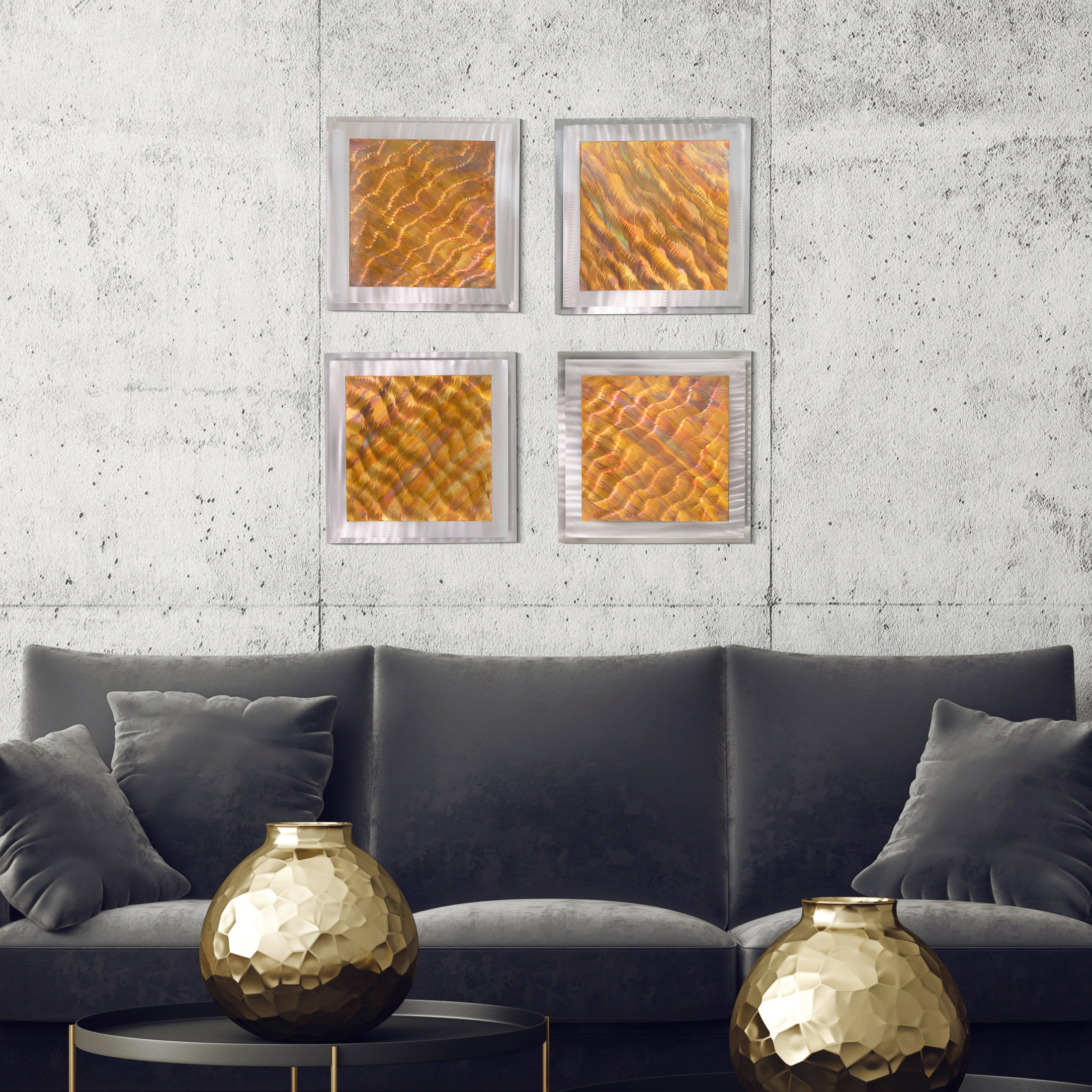 Copper Art 4 Piece Thermal Tides Wall Décor Set | Wayfair