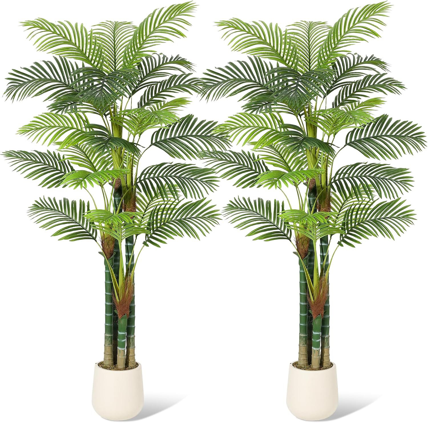Primrue 2Set Tall Palm Tree Fake Plant Golden Cane Palm Trees | Wayfair
