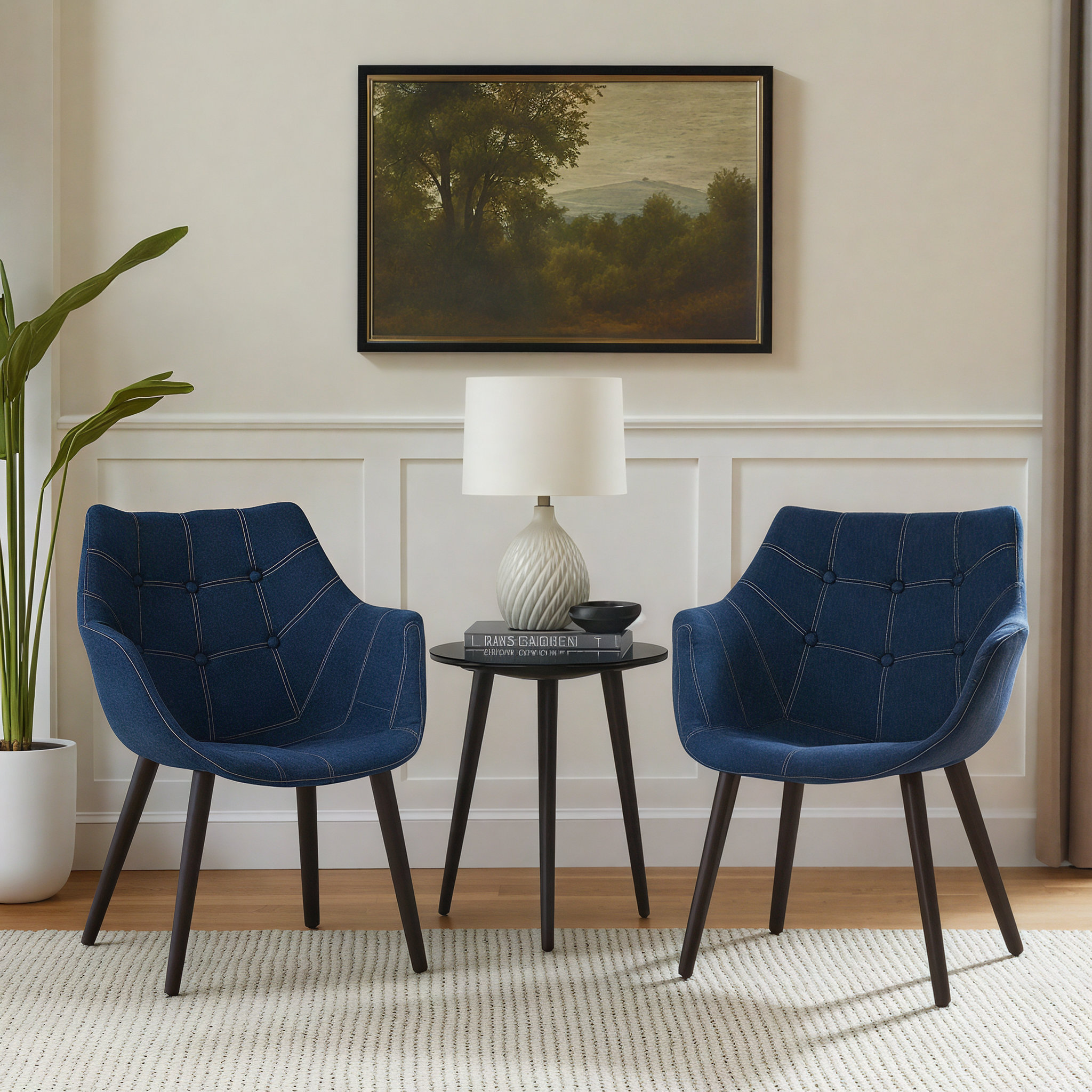Corrigan Studio® Augu Tufted Cotton Denim Accent Arm Chair with Barrel ...