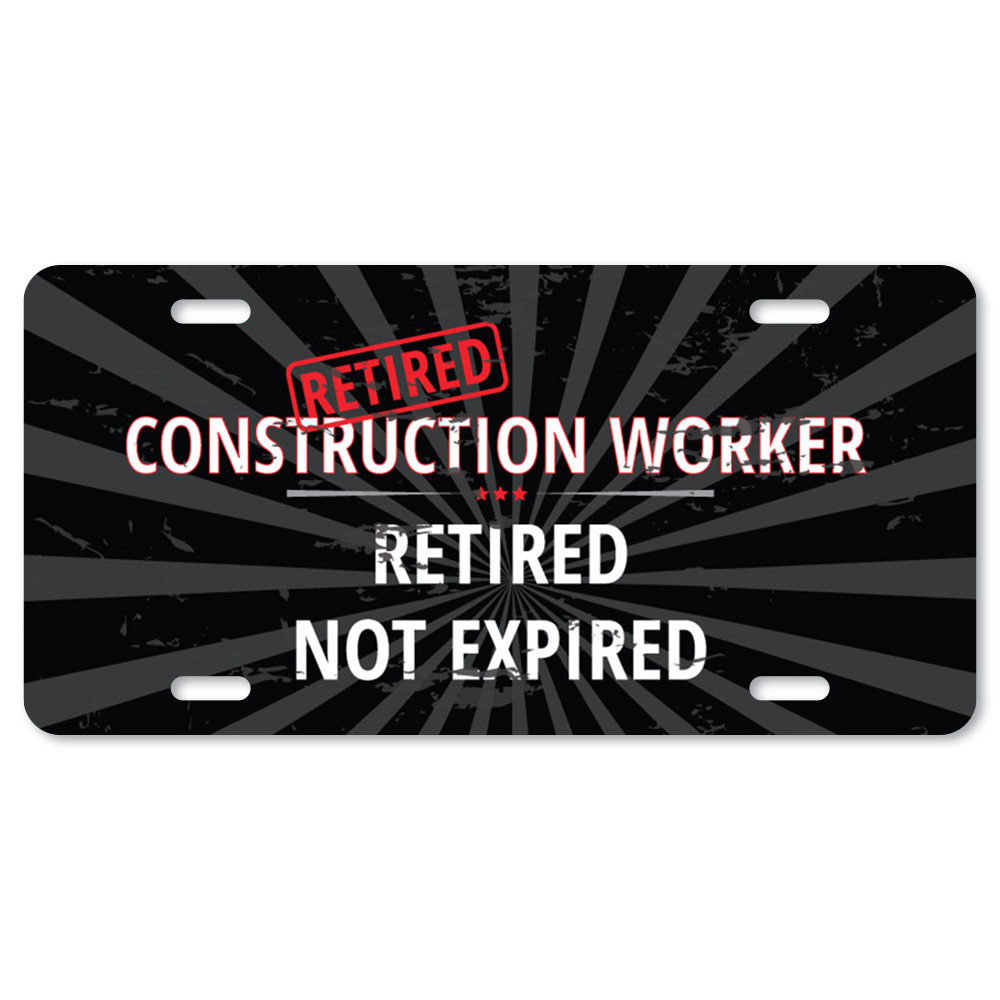SignMission Retired Construction Worker Aluminum Plate Frame | Wayfair