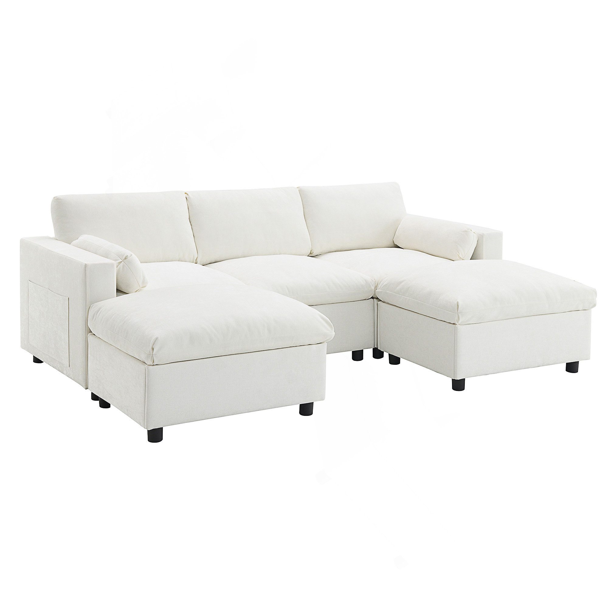 Hokku Designs 86.5'' Chenille Modular Sectional Sofa With Storage ...