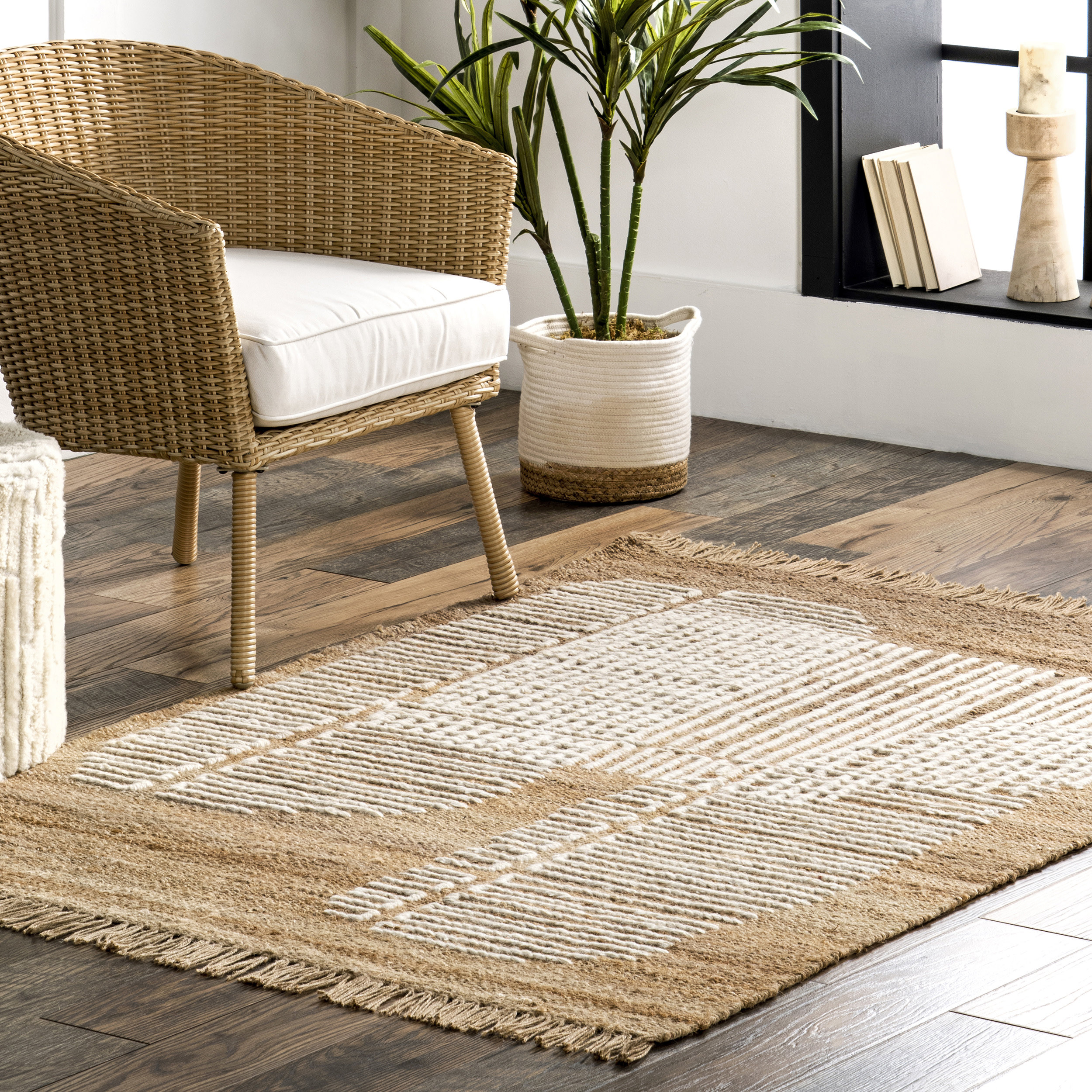 Emily Henderson x Rugs USA Natural Geneva Tasseled Jute Area Rug ...