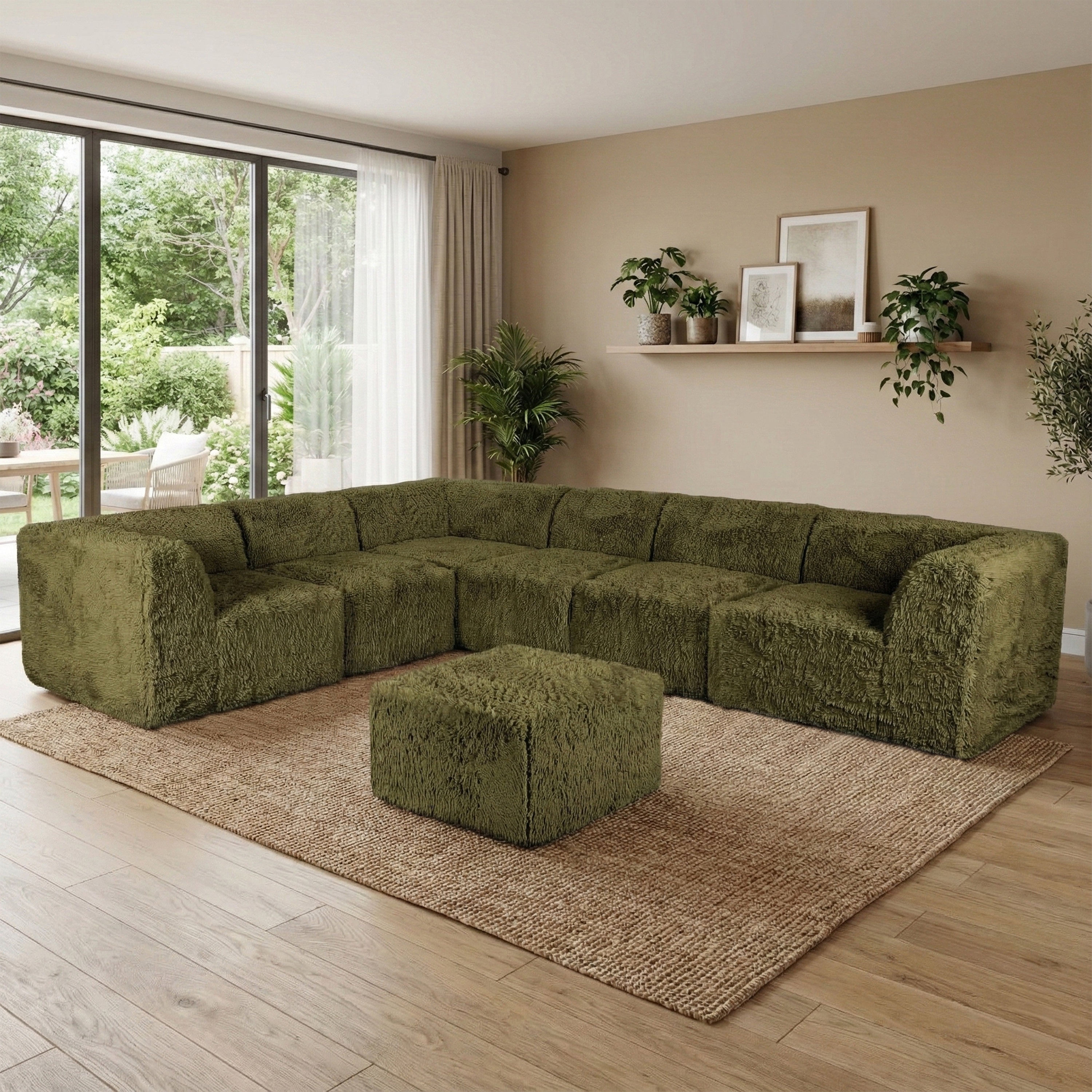 Hokku Designs Cathryn 7-Piece Faux Fur Foam Modular Compressed ...