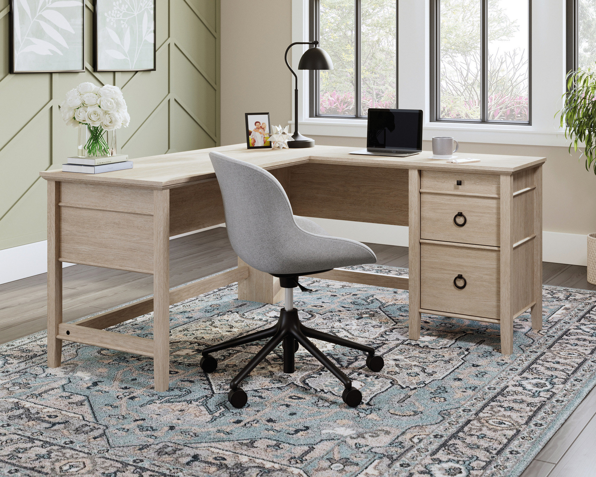 Breakwater Bay L-Shaped Computer Desk in Cascade Oak | Wayfair