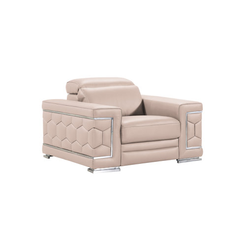 Orren Ellis Yurith 3 Piece Included Genuine Leather Configurable Living ...