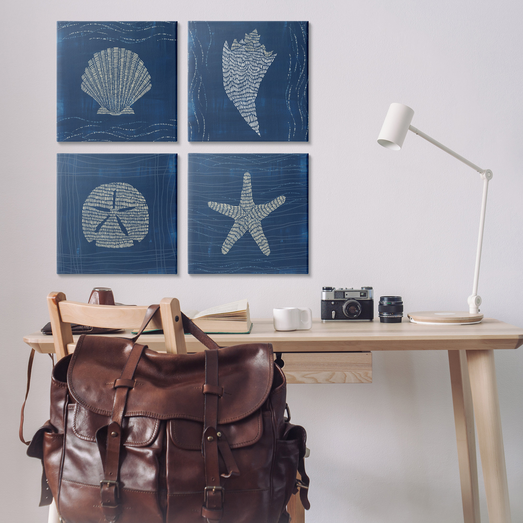 Rosecliff Heights Patterned Sea Life Portraits 4 PC Canvas Wall Art Set ...