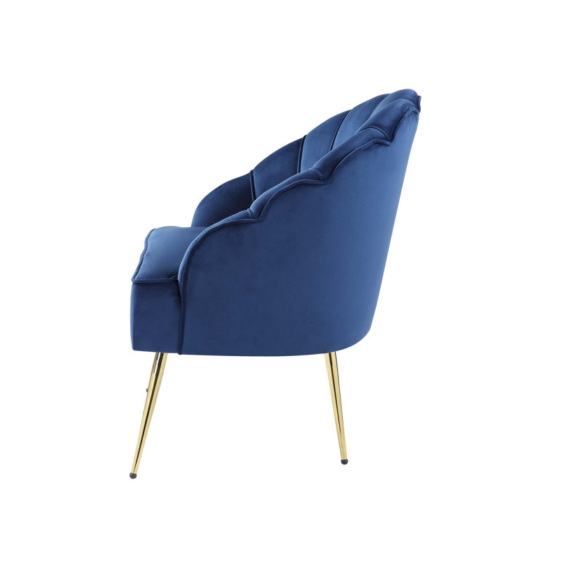 Mercer41 Naomi Blue Velvet Wingback Accent Chair with Metal Legs | Wayfair