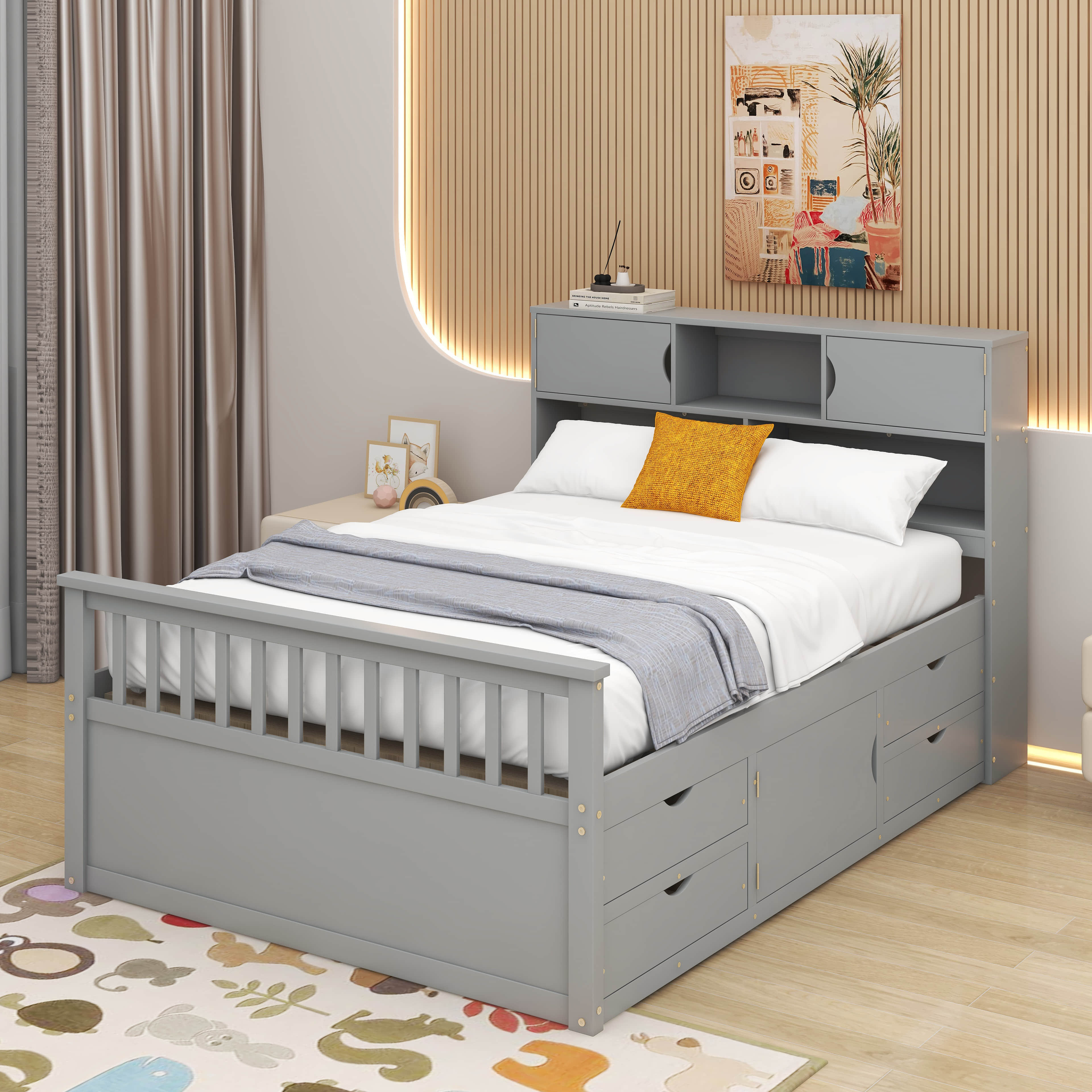 Latitude Run® Full Size Captain Platform Bed Frame With Storage ...